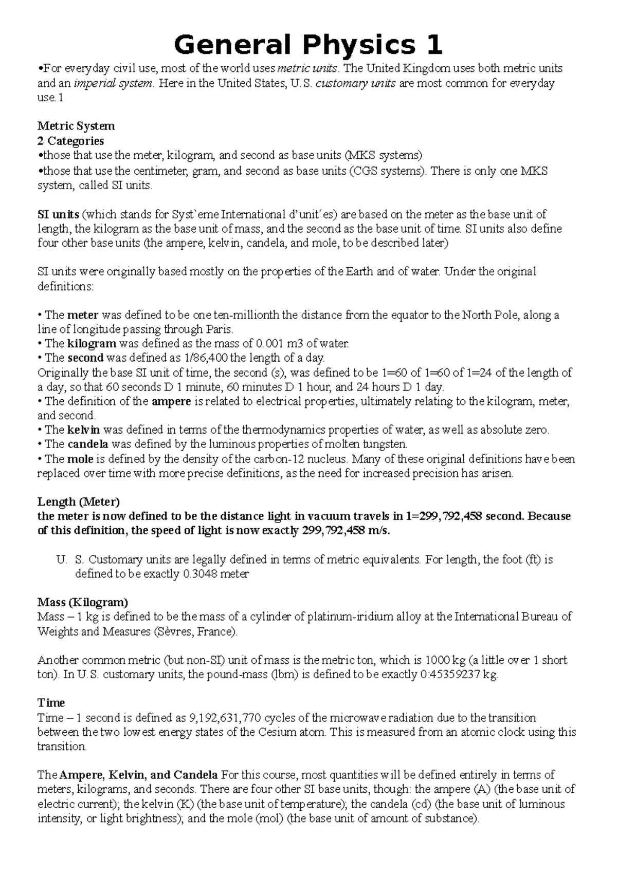 General Physics 1 STEM 12 Reviewer - General Physics 1 For everyday ...