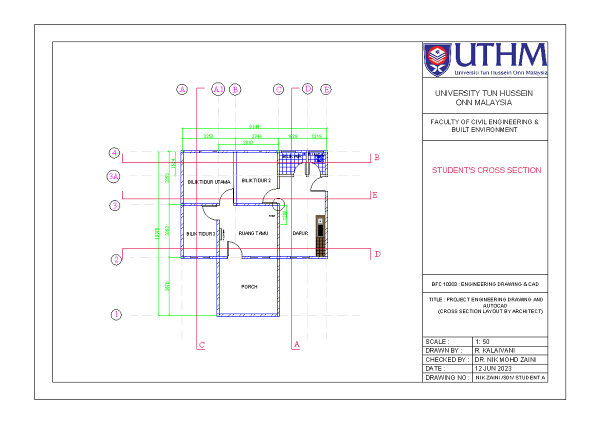 Cross section layout-Model - SCALE : 1: 50 DRAWN BY : R. KALAIVANI ...