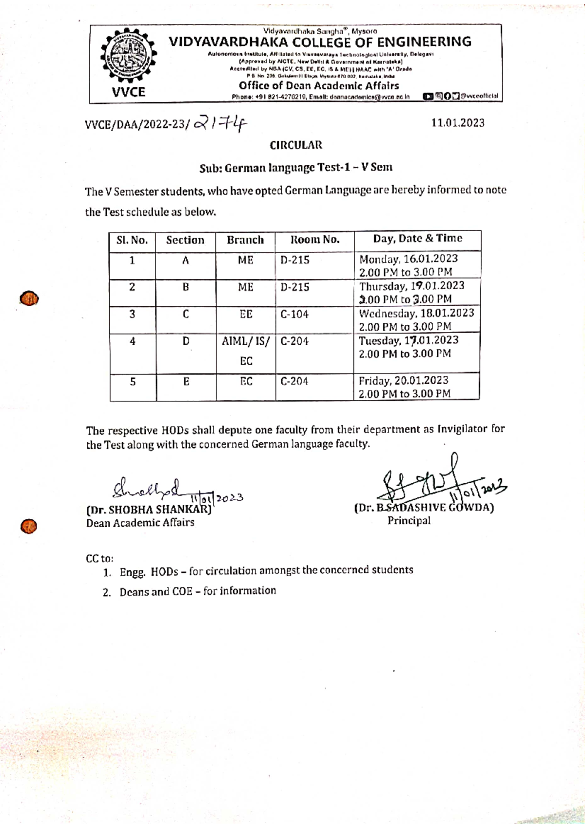 Circular - German language test 1 schedule - Skull development - Studocu