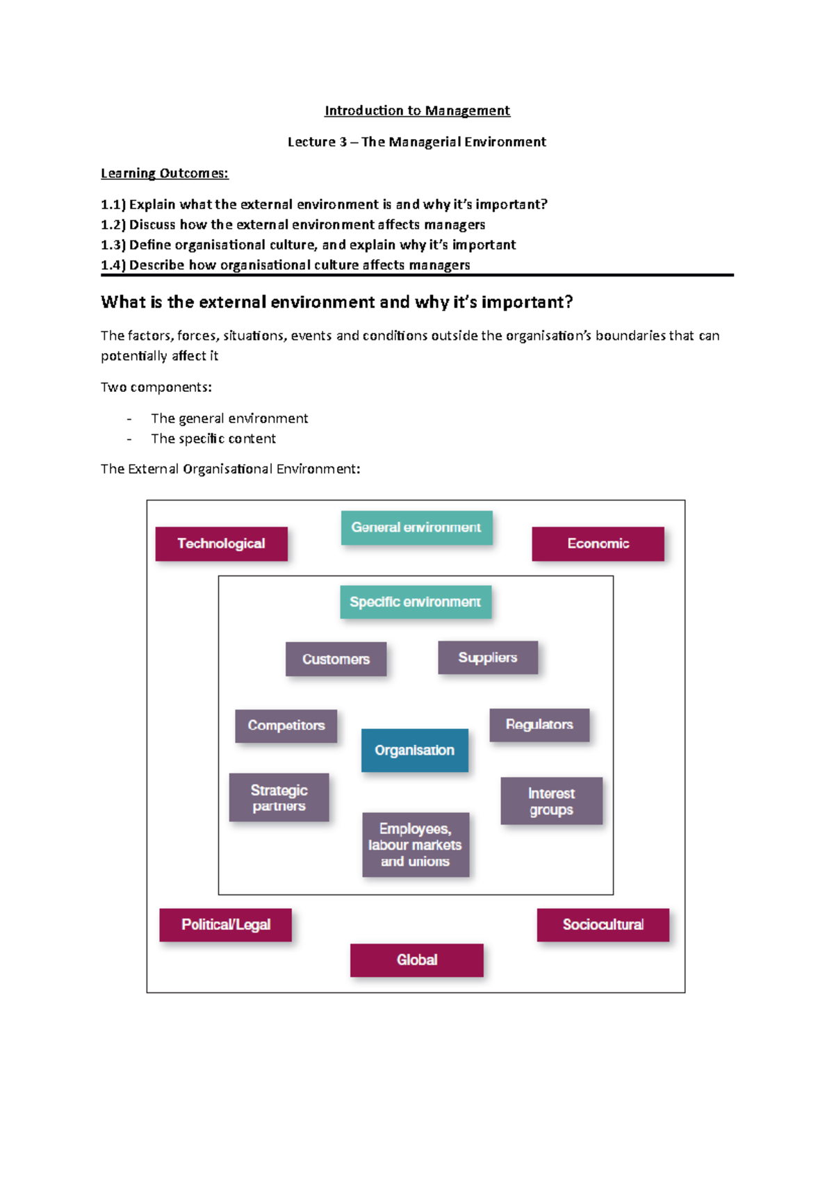 Introduction to Management - LEC 3 (The Managerial Environment ...