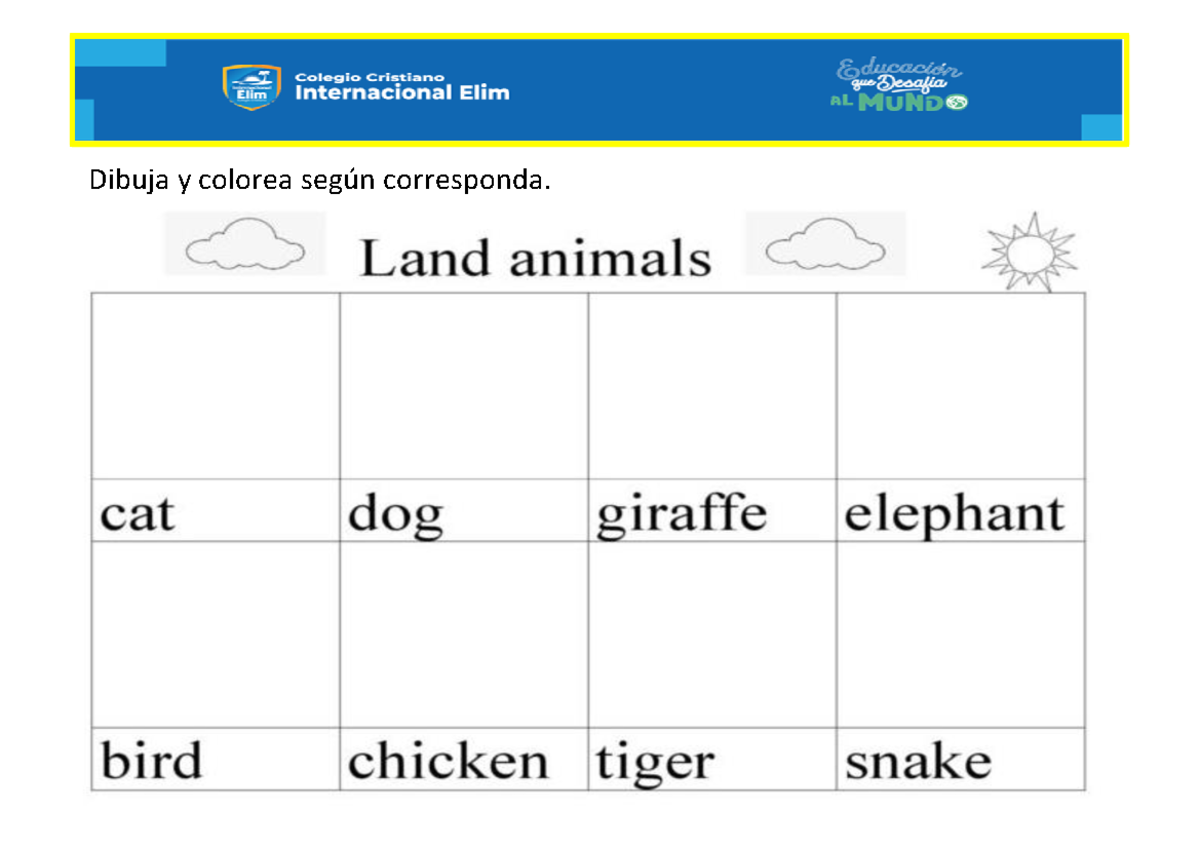 2do land animals - Animales de tierra para identificar sus posibles ...