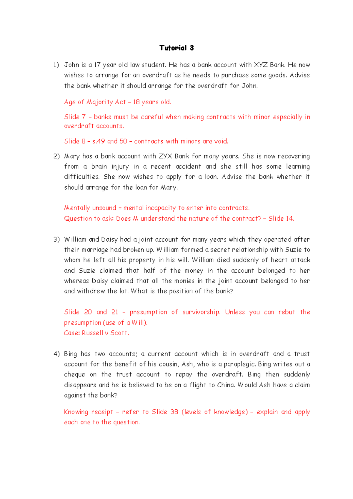 Tutorial 3 Suggested Answers-3 - Tutorial 3 John is a 17 year old law ...