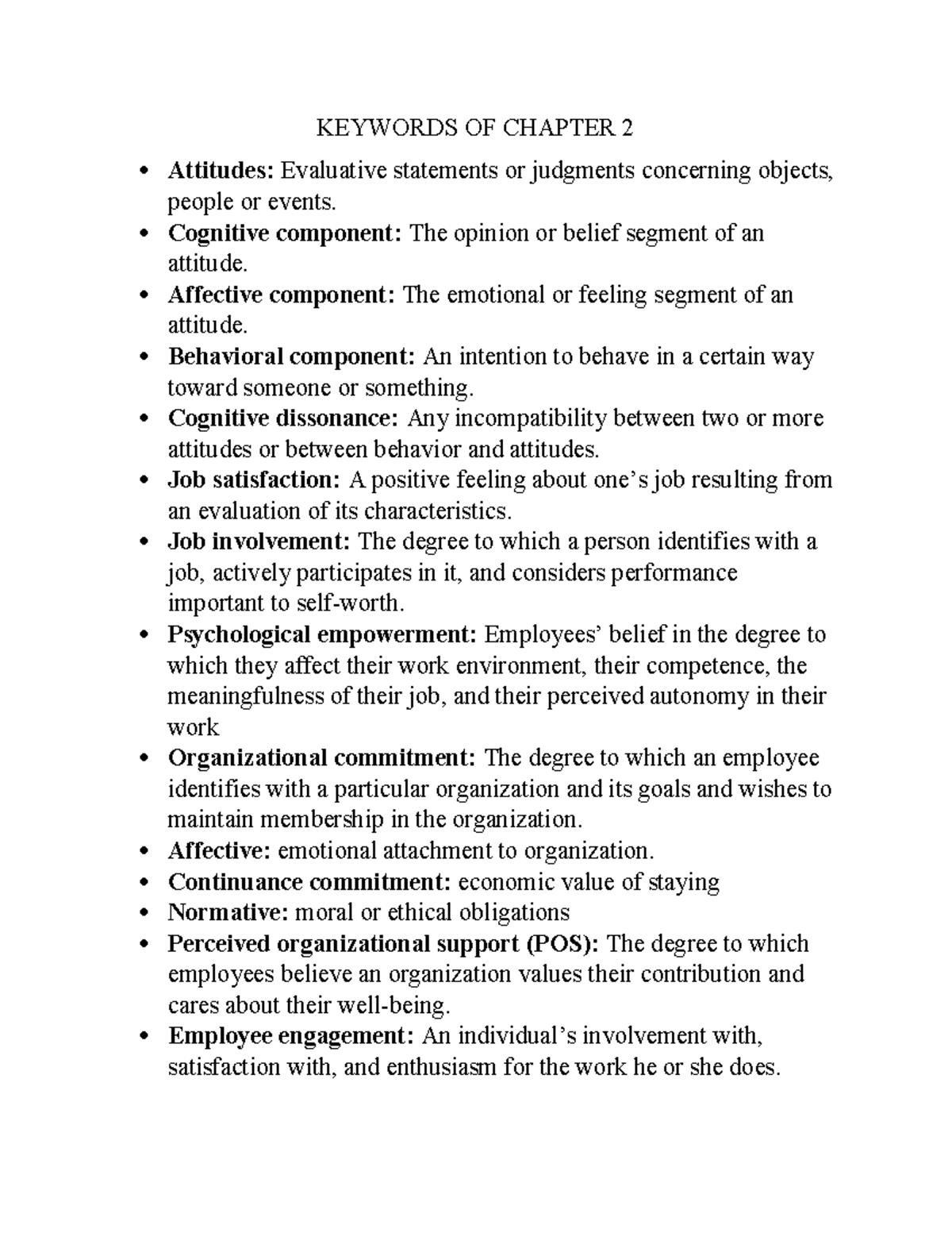 Keywords OF Chapter 2 - Summary organizational behavior - KEYWORDS OF ...