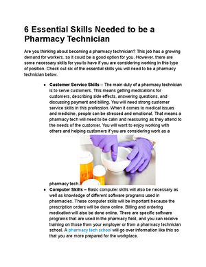 Skills Every Pharmacy Technician Should Have - Skills Every Pharmacy ...