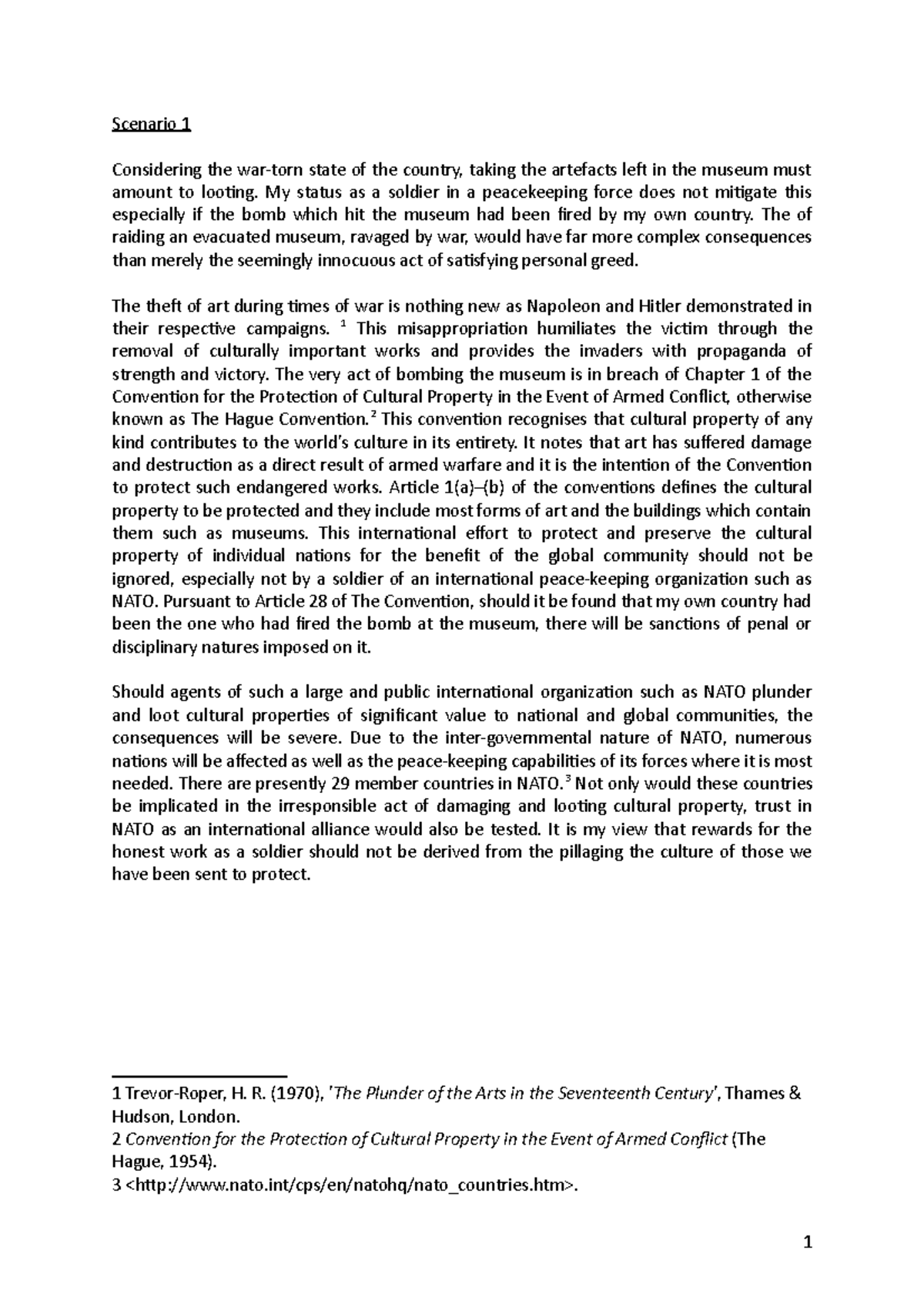 Dark Arts Assignment 3 - Looting of art during war - Scenario 1 ...