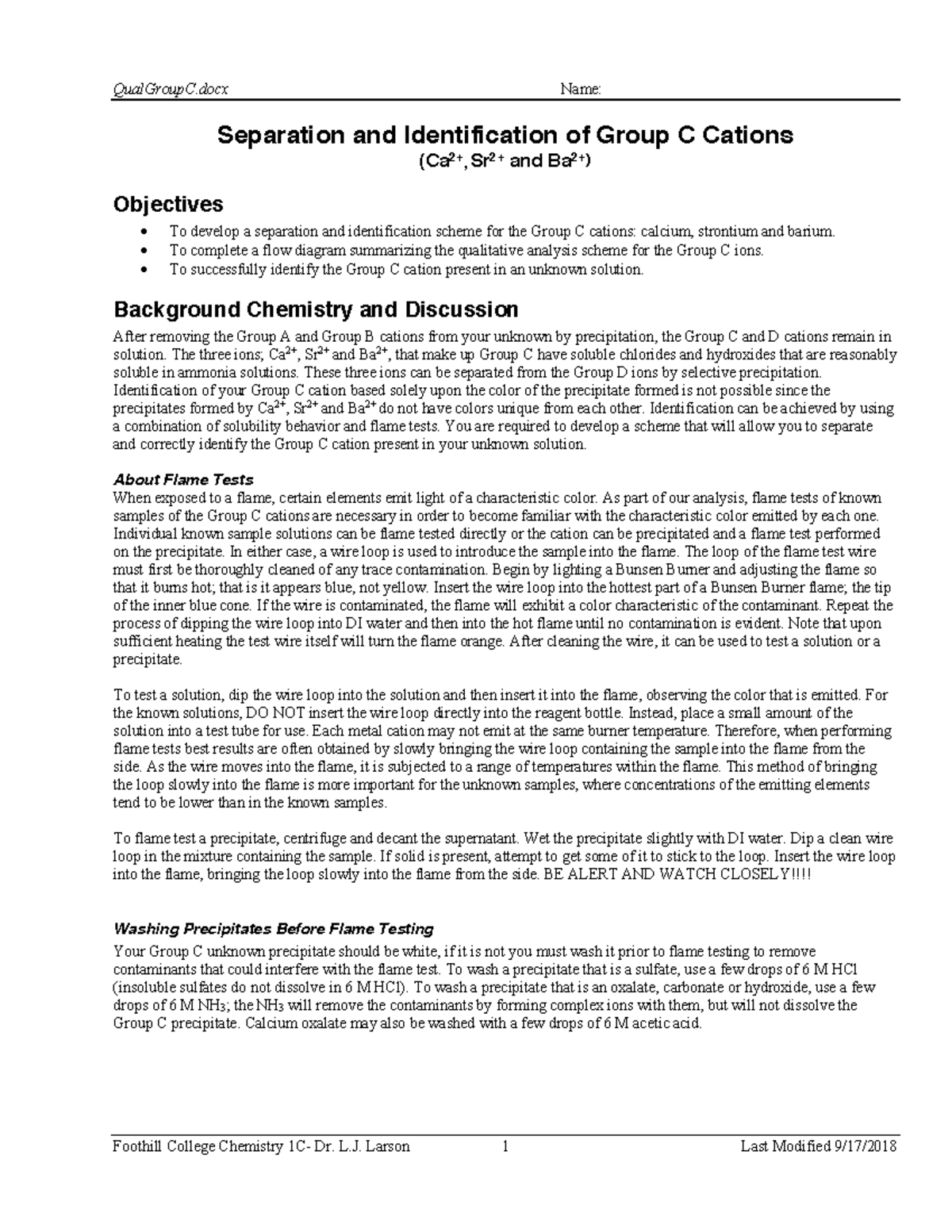 Qual Group C - QualGroupC Name: Separation and Identification of Group ...