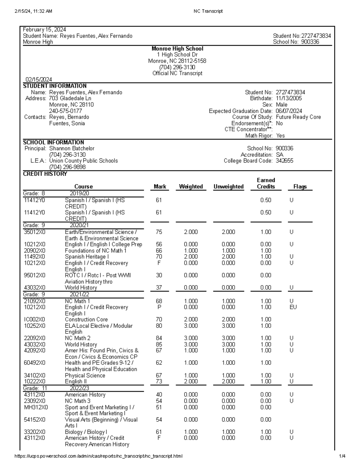 A. Reyes 2nd sem - N/A - February 15, 2024 Student Name: Reyes Fuentes ...
