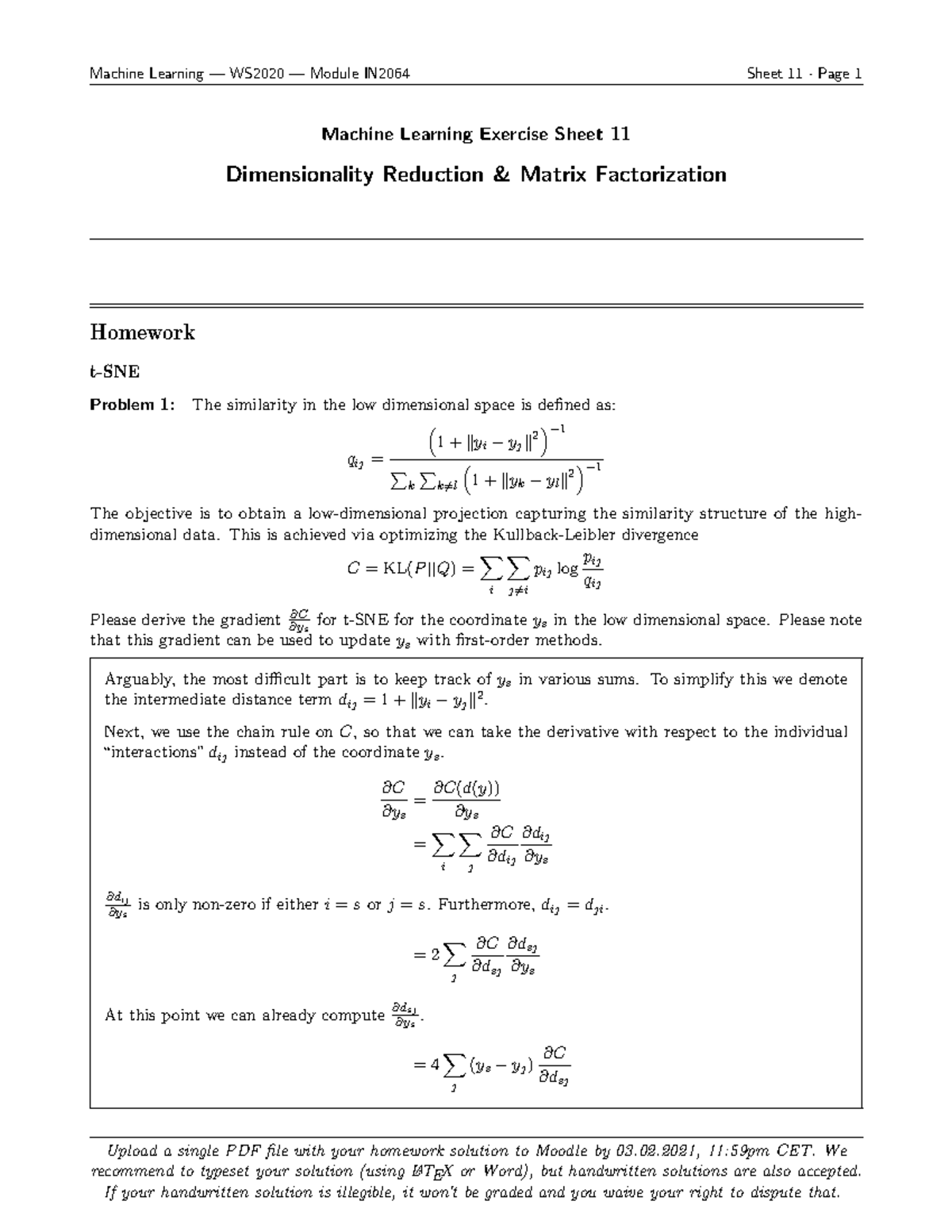 ML exercise solution 11 dim reduction 2 - Machine Learning — WS2020 — Module IN2064 Sheet 11 ...