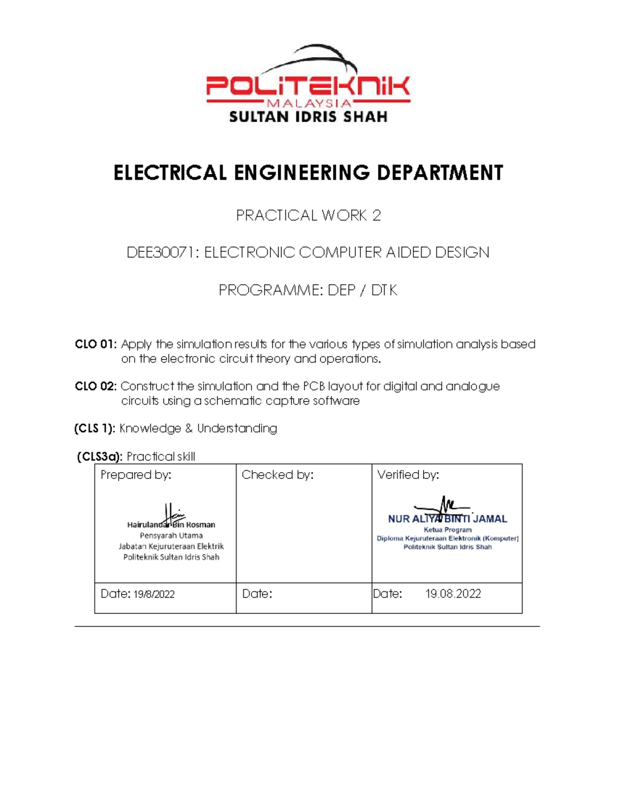 DEE30071 PW 2 - Computer design - ELECTRICAL ENGINEERING DEPARTMENT ...