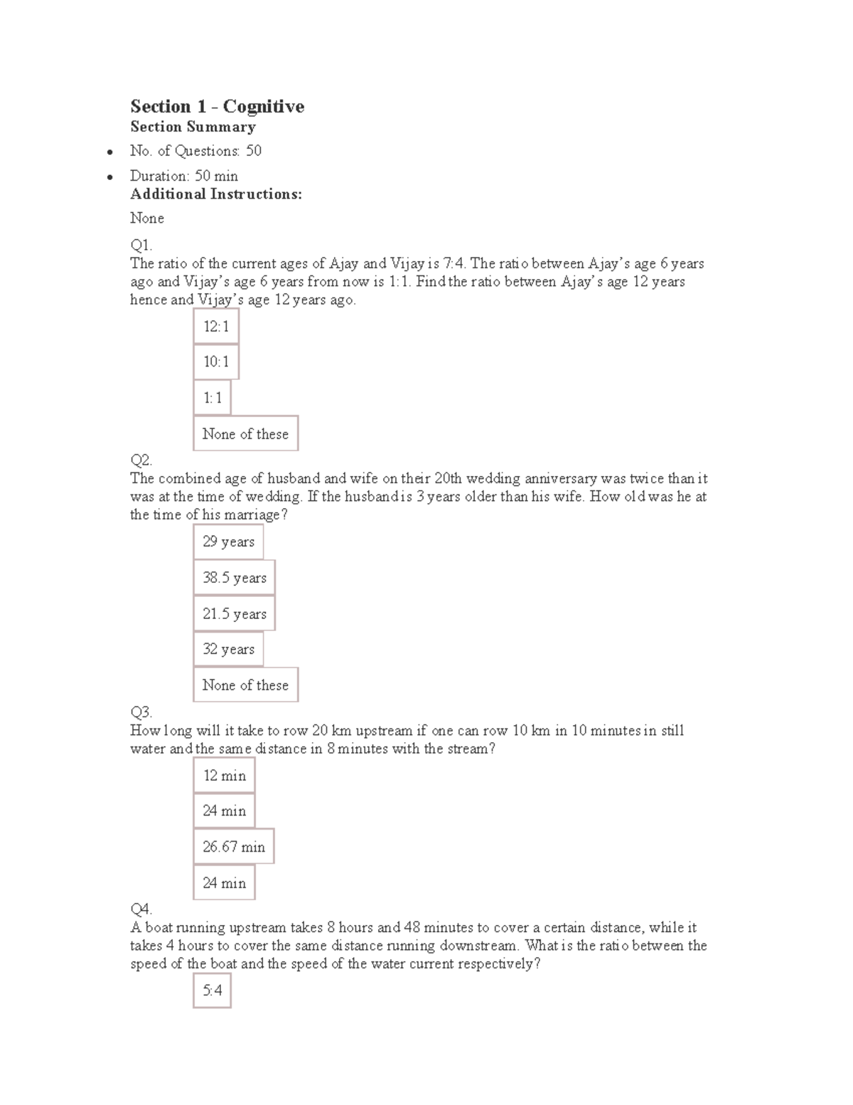 Accenture Practise Questions Set 5 with answers - Section 1 - Cognitive ...