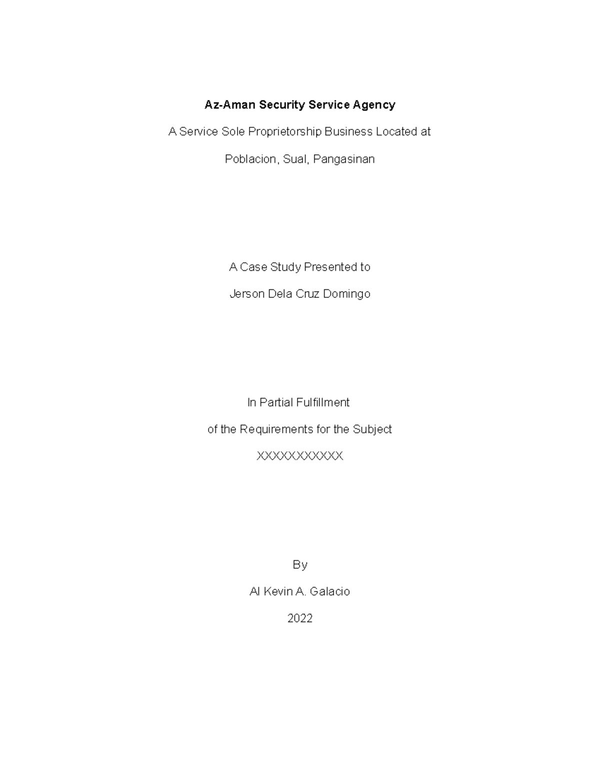 Az-Aman Security Service Agency Case Study - Security Service Agency A ...