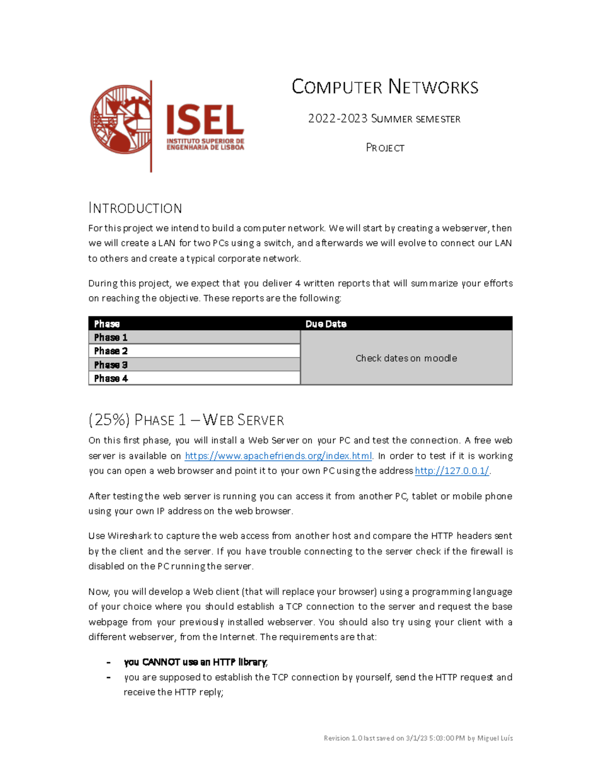 Projeto final de RCP - COMPUTER NETWORKS 2022-2023 SUMMER SEMESTER ...