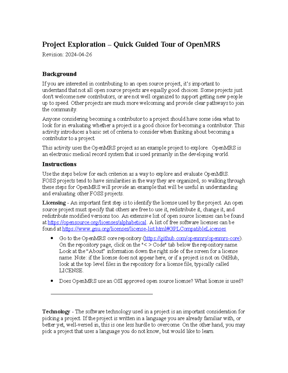 CI 103 - Open Source Software - Activity - Student - Project Exploration – Quick Guided Tour of ...