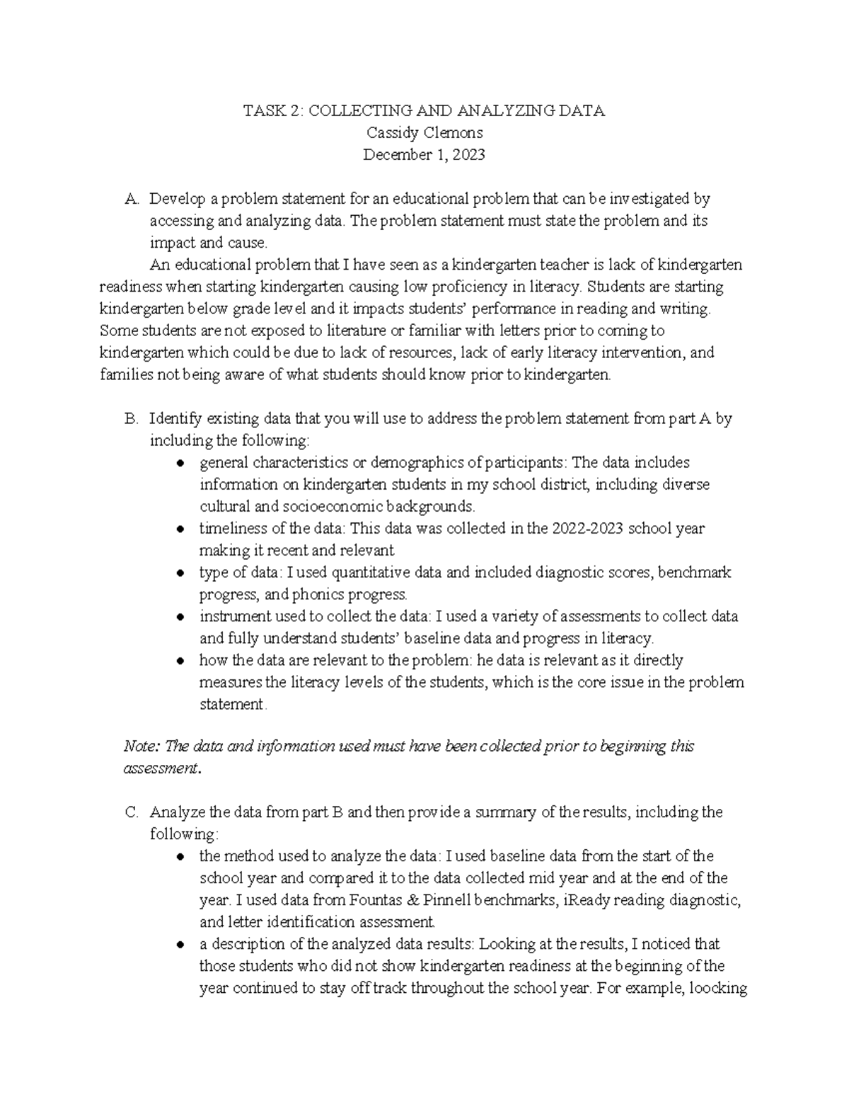 TASK 2: Collecting AND Analyzing DATA - TASK 2: COLLECTING AND ...
