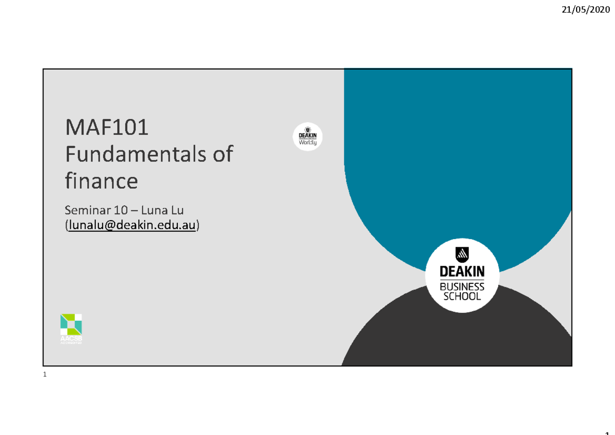 Seminar 10 MAF101 T1 2020 - Warning: TT: undefined function: 32 MAF ...