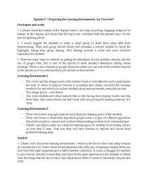FS Episode 7 - Field Study answers. - Episode 7 “Making On-line or ...