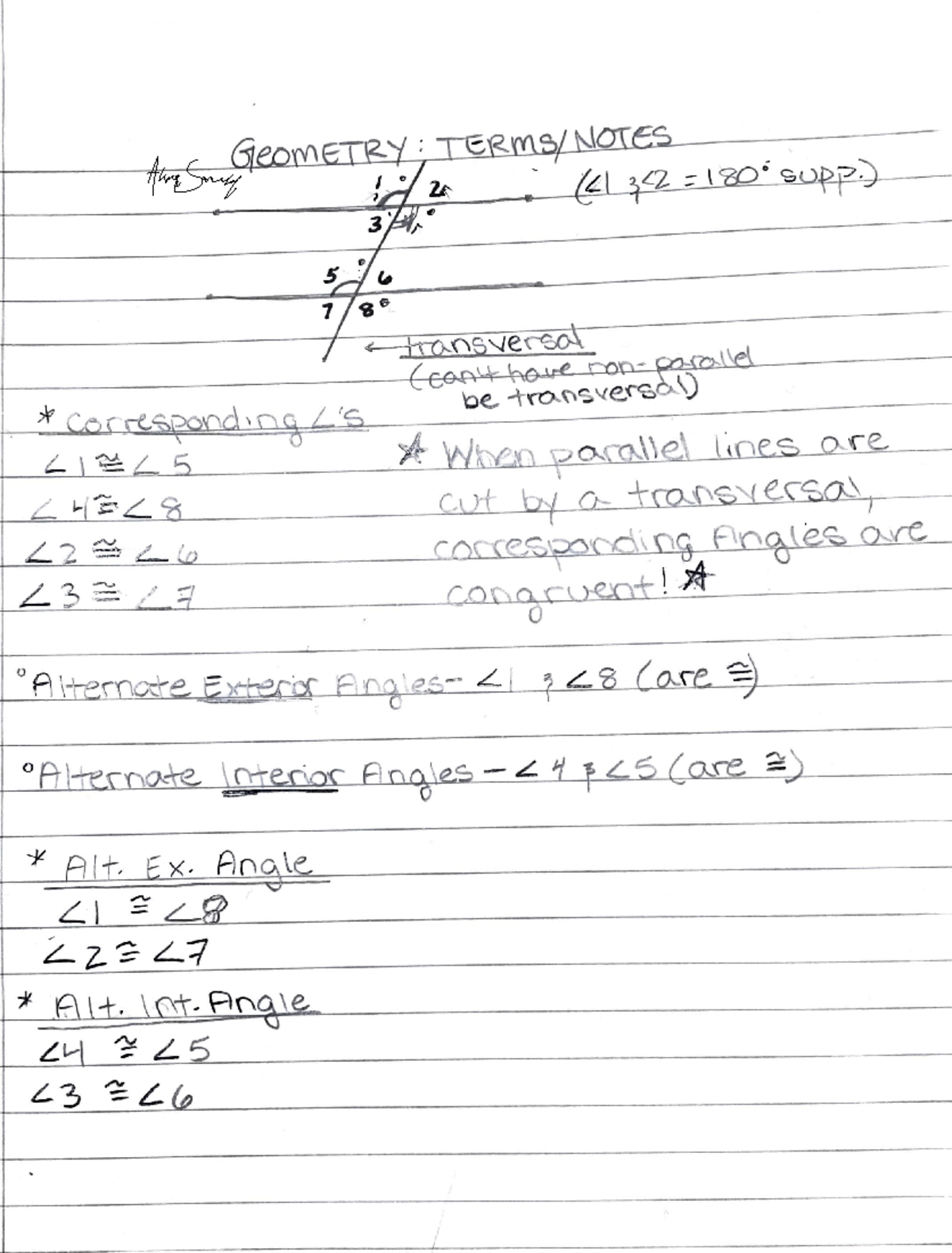 Geometry Notes - Note: Congruent- exactly equal. Abbreviations mean the ...