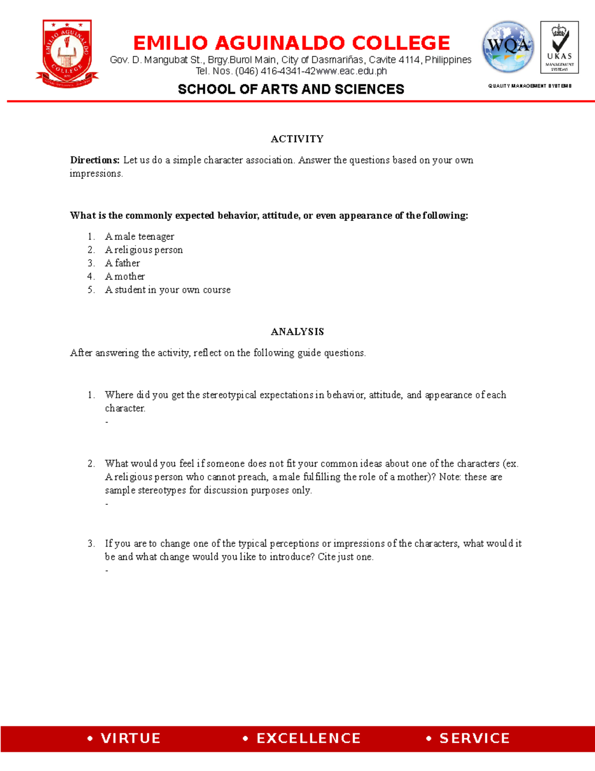 Template - notes - EMILIO AGUINALDO COLLEGE Gov. D. Mangubat St., Brgy ...