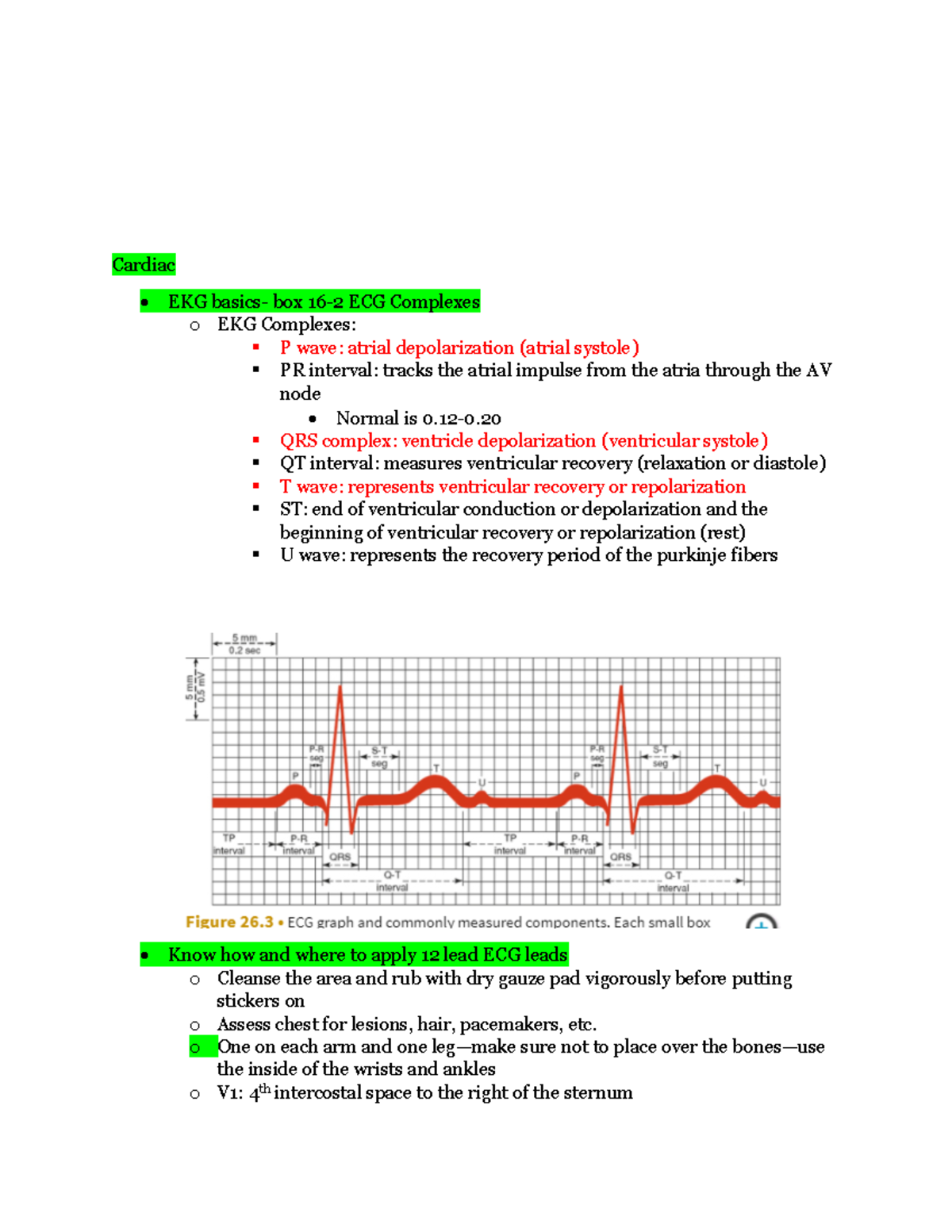 Cardiac notes for lecture Nurs 321 to practice the strips - Cardiac EKG ...