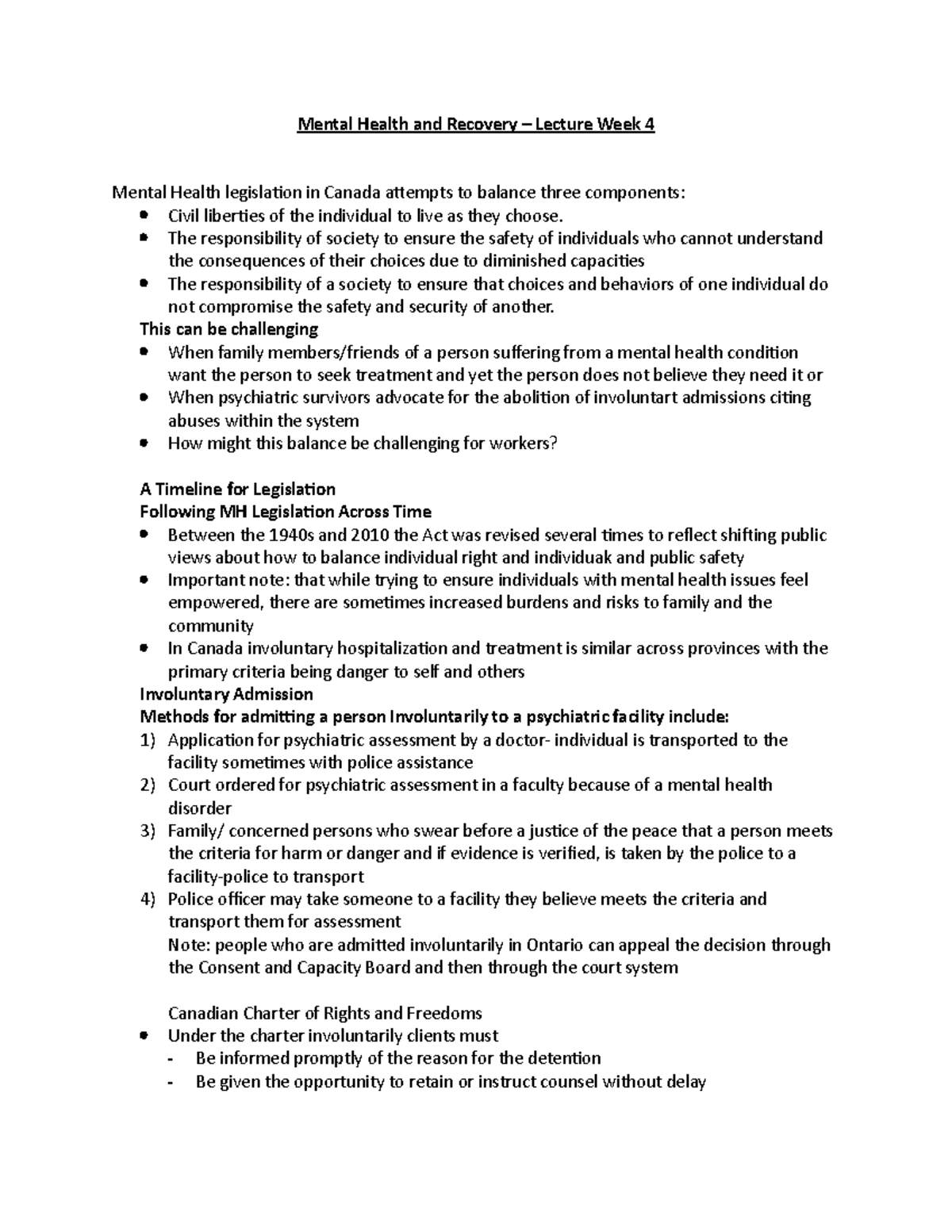 Mental Health and Recovery Lectutre 4 - Mental Health and Recovery ...