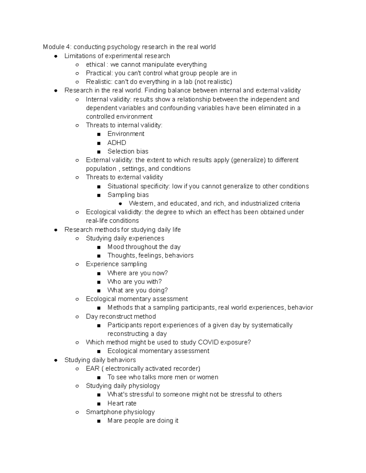 PSYC 101- unit 1: module 4 - Module 4: conducting psychology research ...
