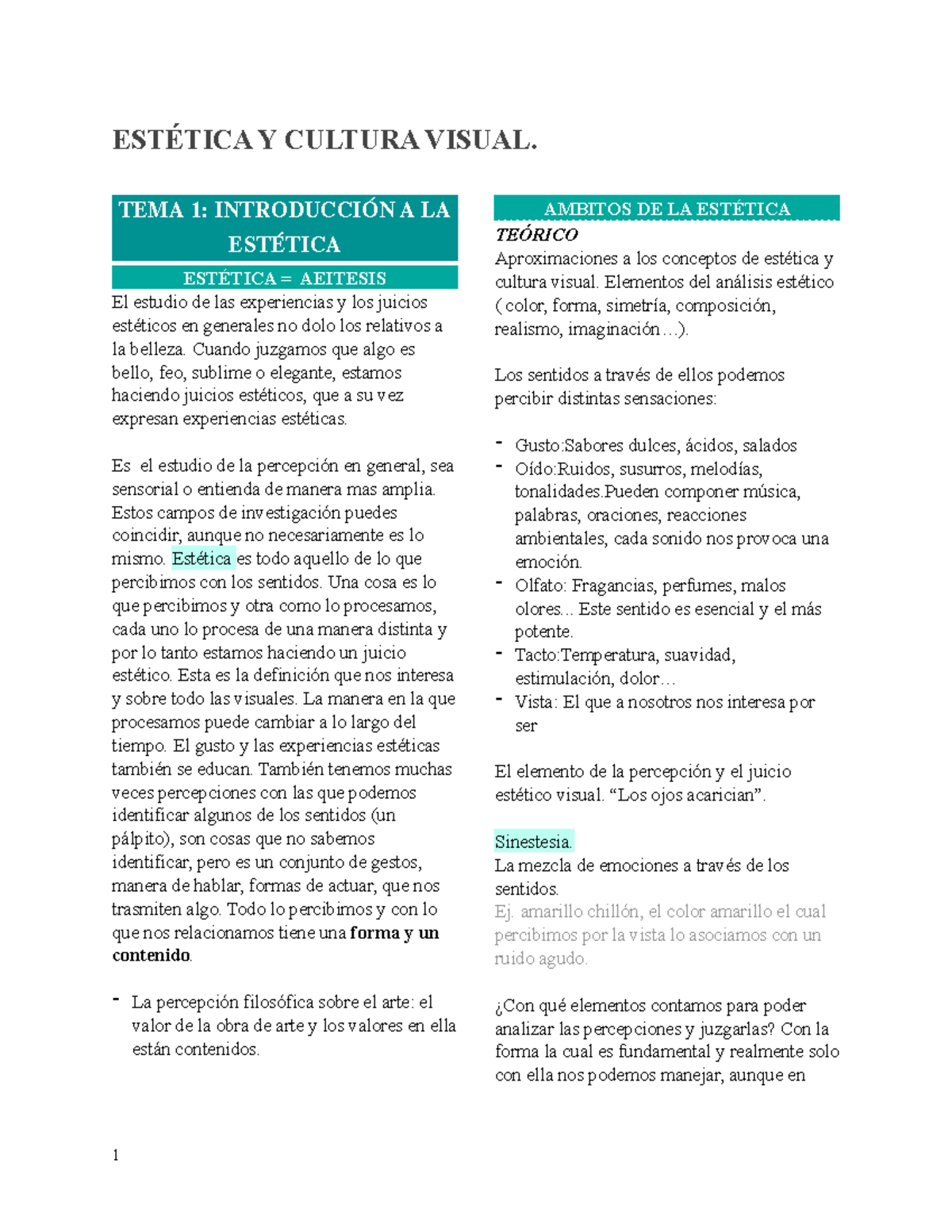 Apuntes ECV - ESTÉTICA Y CULTURA VISUAL. TEMA 1: INTRODUCCIÓN A LA ...