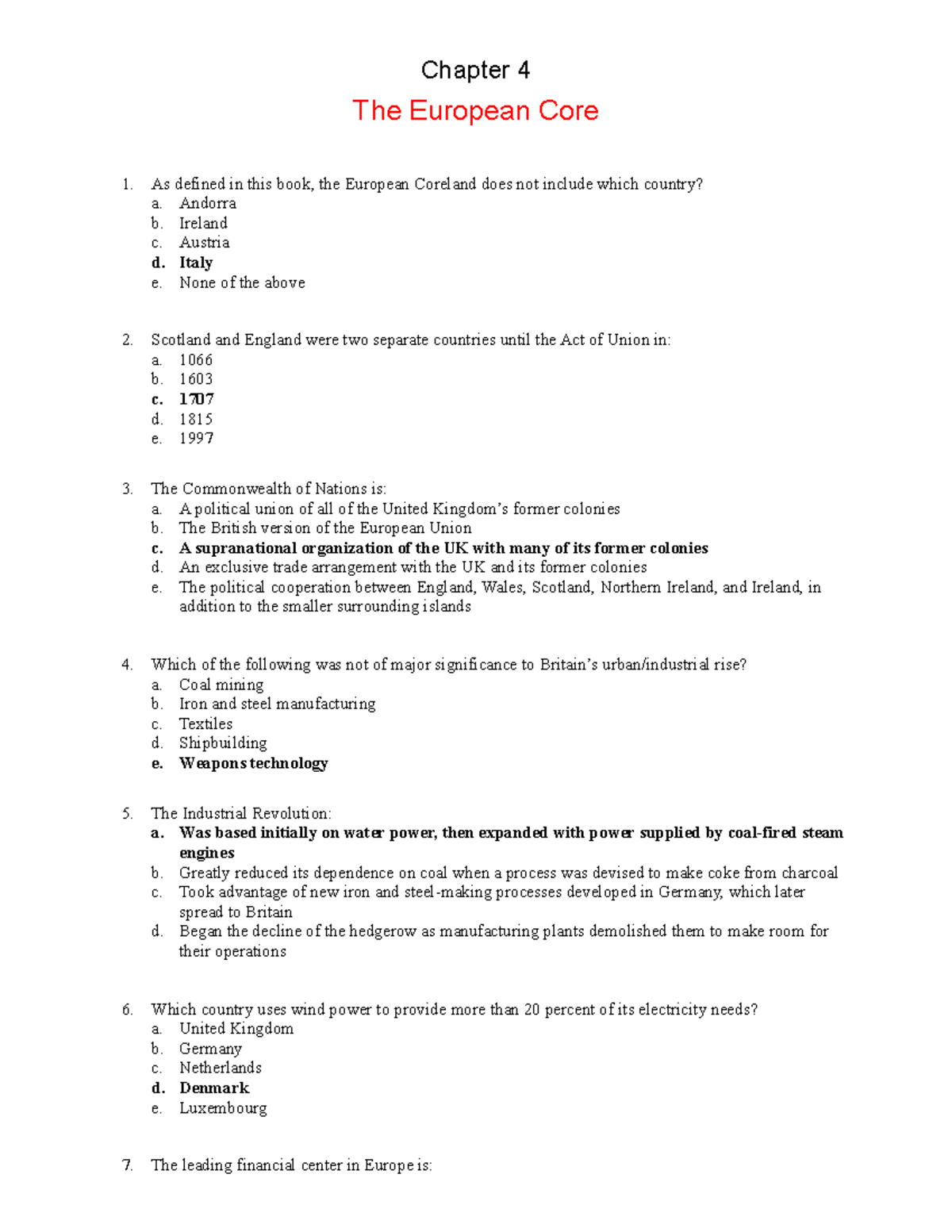 Ch04 The European Core - geographie - Chapter 4 The European Core As ...