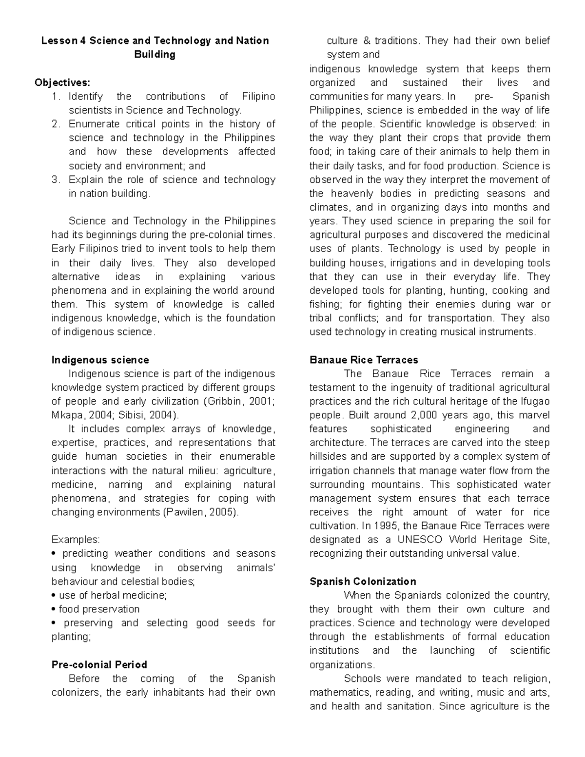 Lesson 4 Science and Technology and Nation Building - Lesson 4 Science ...