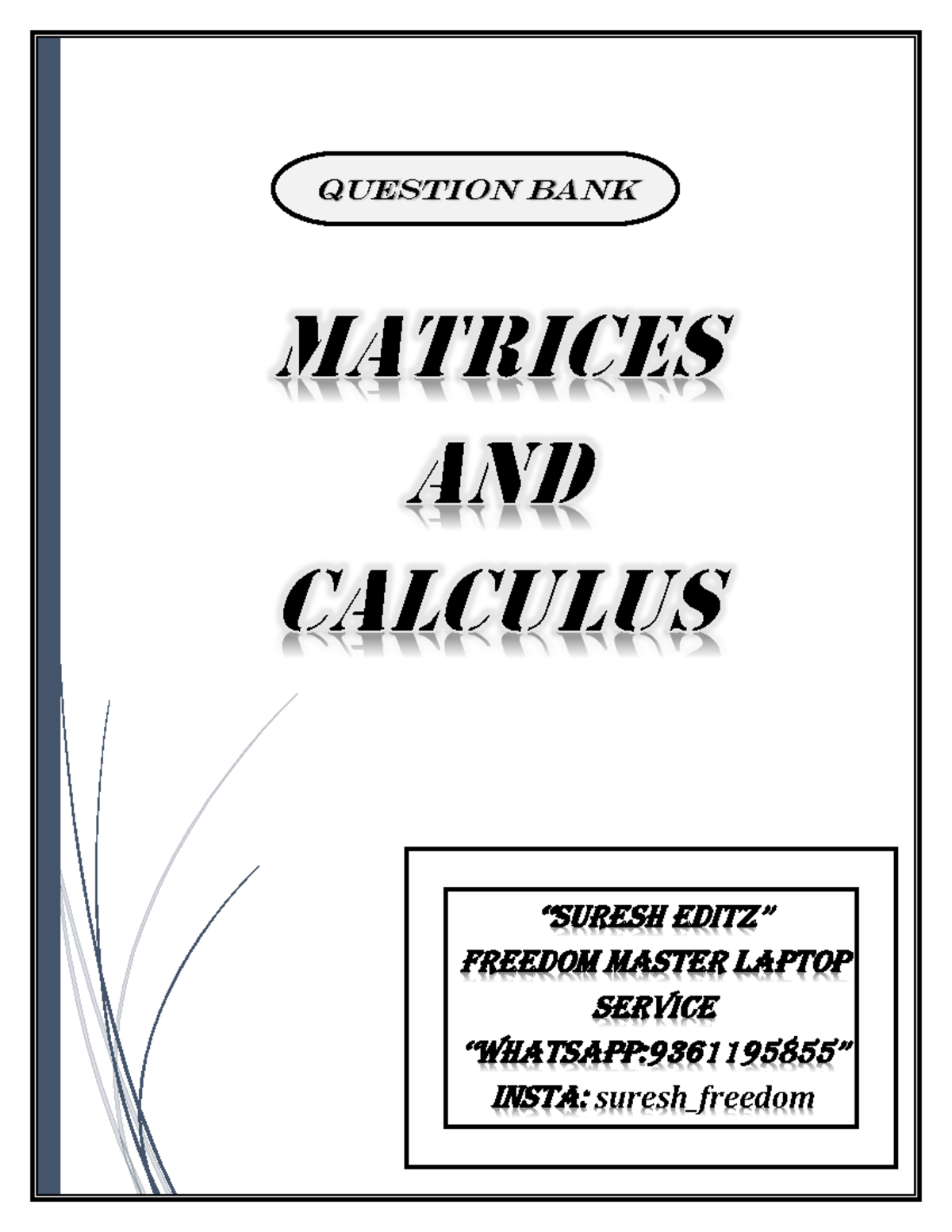 Matrices AND Calculus 2 - “suresh editz” FREEDOM MASTER LAPTOP SERVICE ...