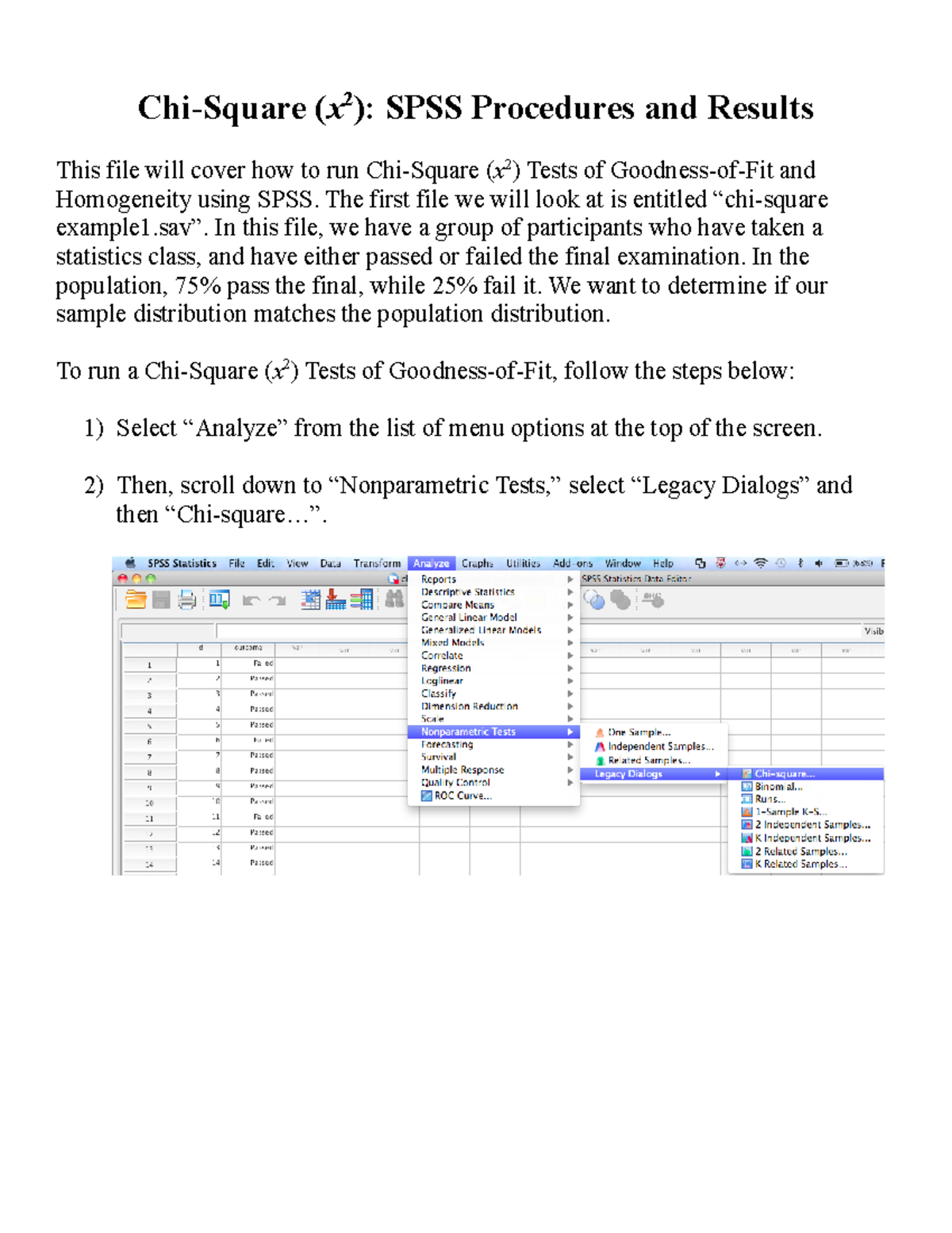 Chi Square SPSS example - Chi-Square (x 2 ): SPSS Procedures and ...