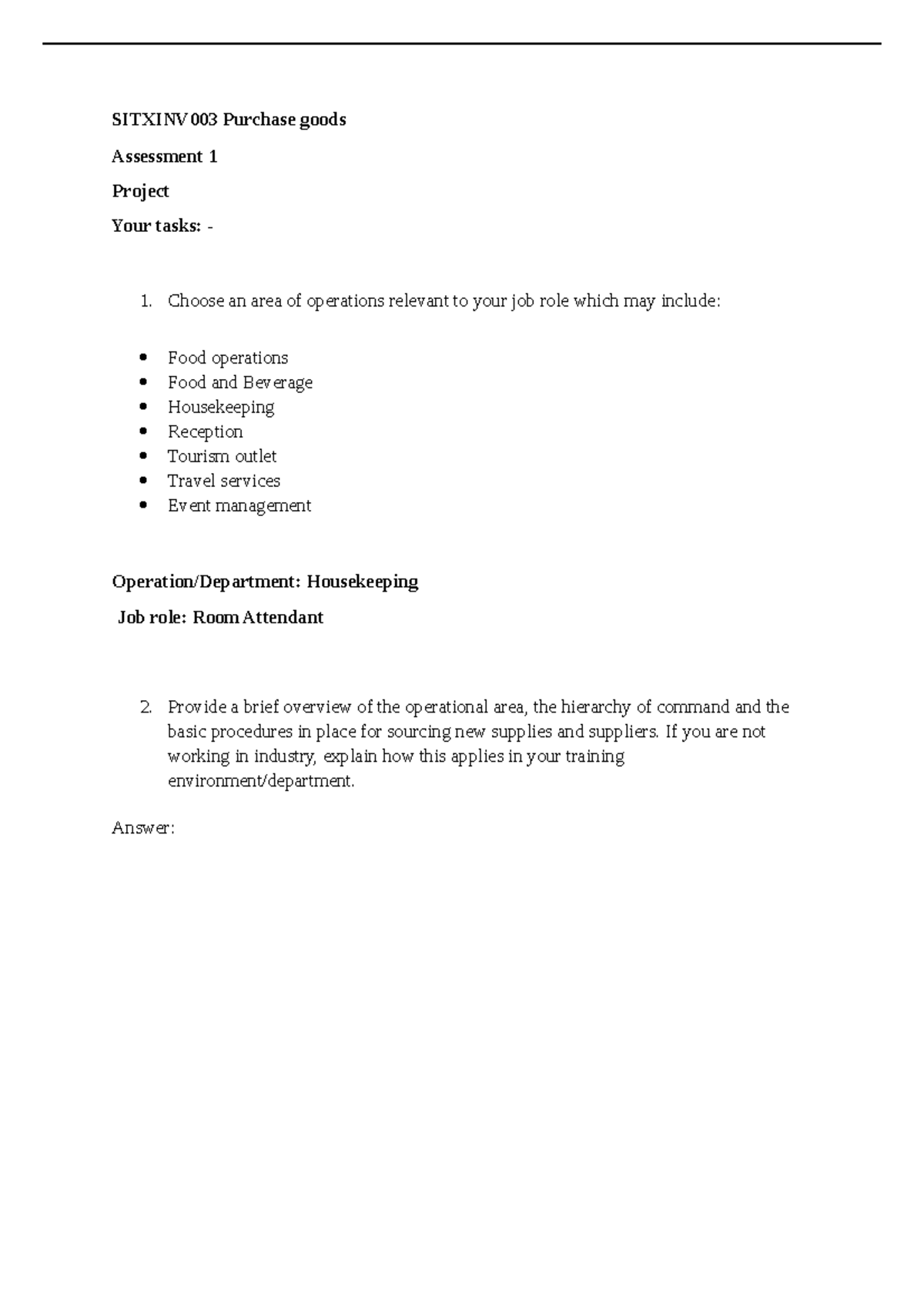 Sitxinv 003 Purchase goods - SITXINV003 Purchase goods Assessment 1 ...