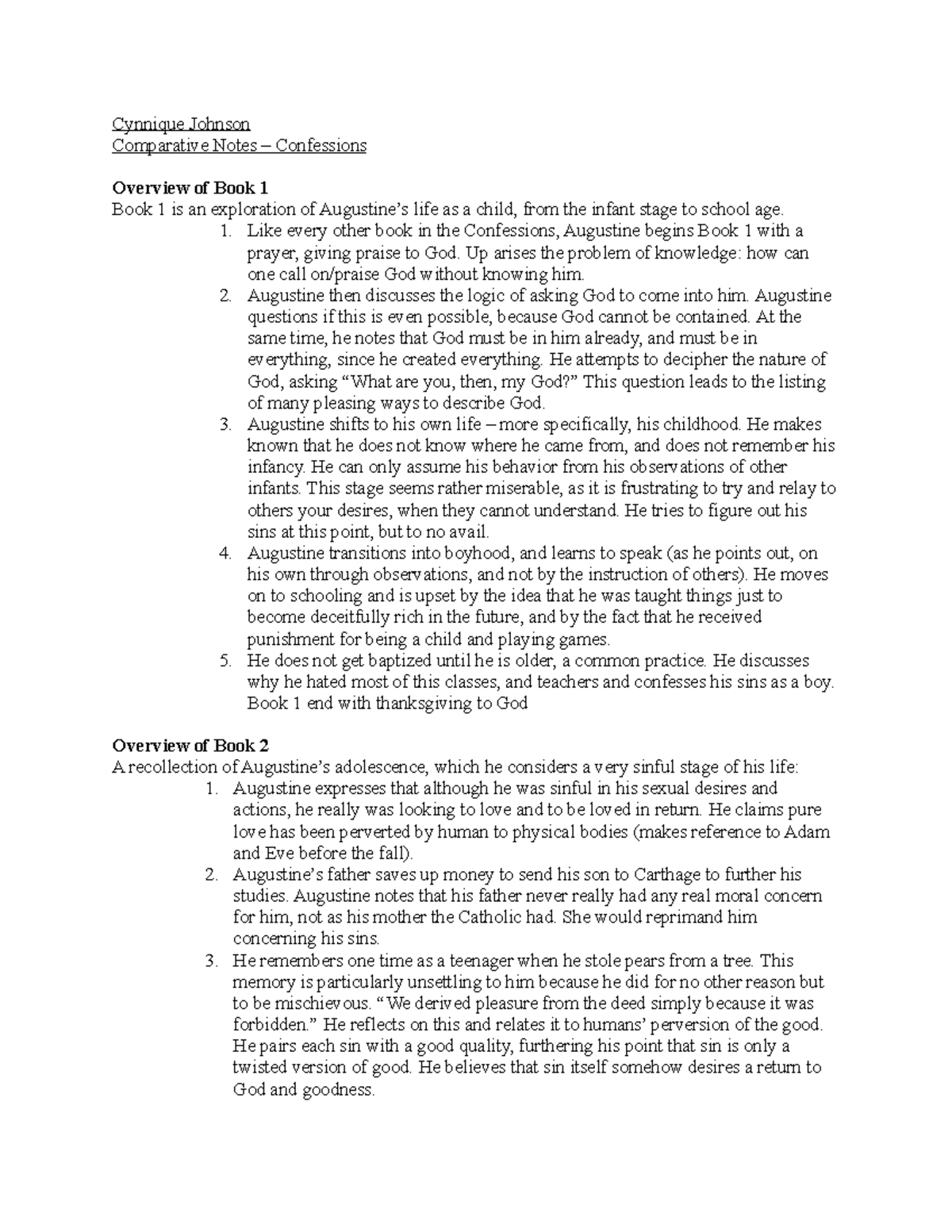 Comparative Notes (Augustine) CJohnson - Cynnique Johnson Comparative ...