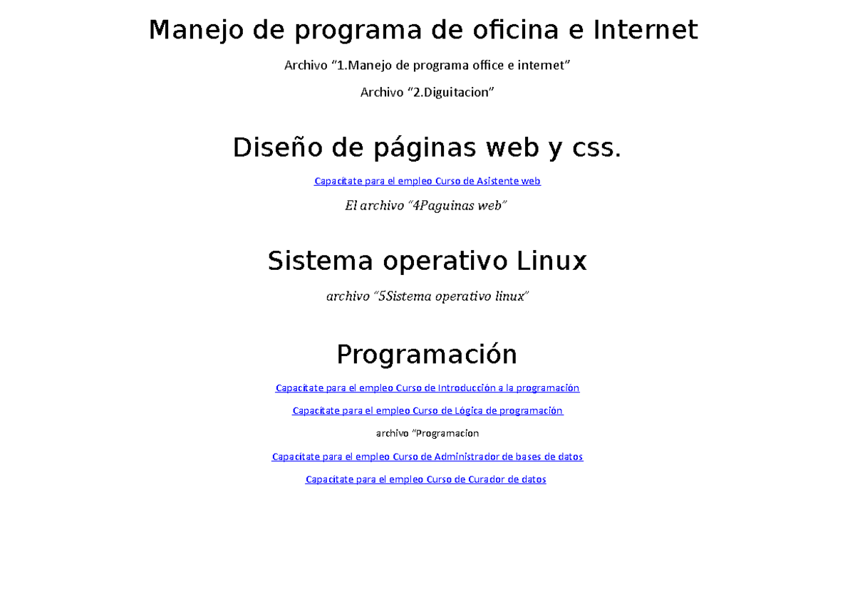 Repaso de informatica - Manejo de programa de oficina e Internet ...