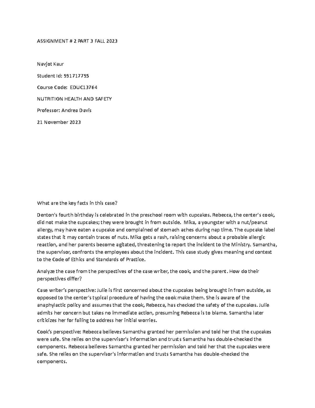 Assignment - ASSIGNMENT # 2 PART 3 FALL 2023 Navjot Kaur Student Id: 991717795 Course Code: EDUC ...