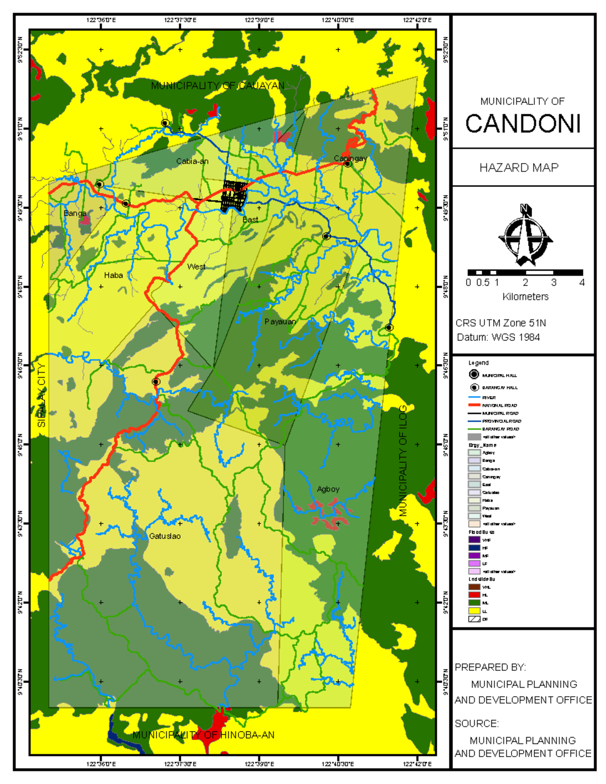 Hazard map of town crs 51n, wgs 1984, with legends. - P P P P P P P PQP ...