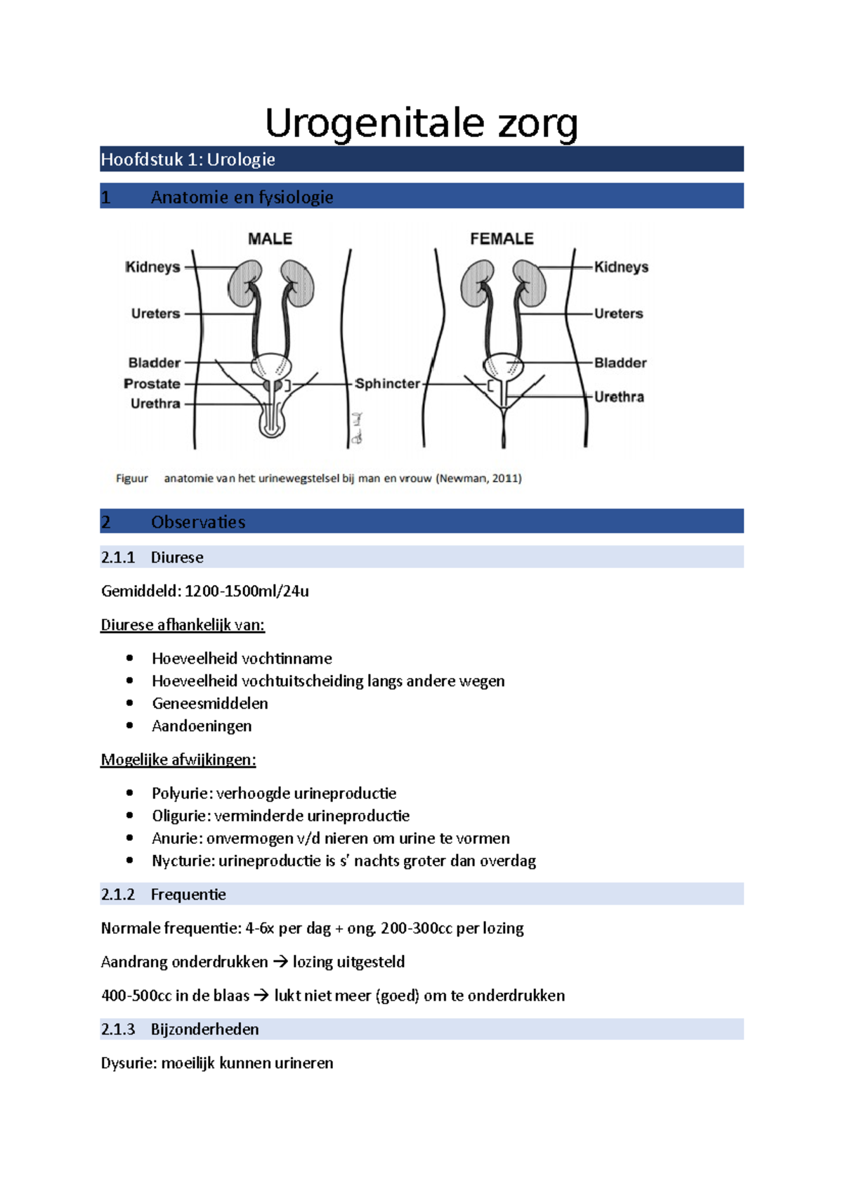 Urogenitale zorg - samenvatting van cursus + ppt - Urogenitale zorg ...