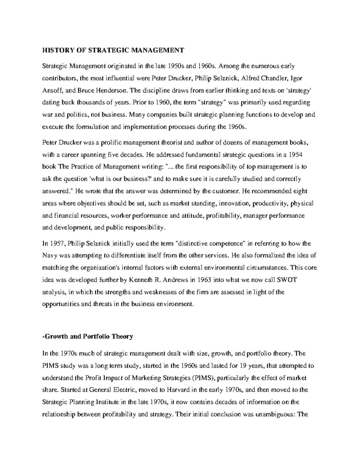 History OF Strategic Management - HISTORY OF STRATEGIC MANAGEMENT ...
