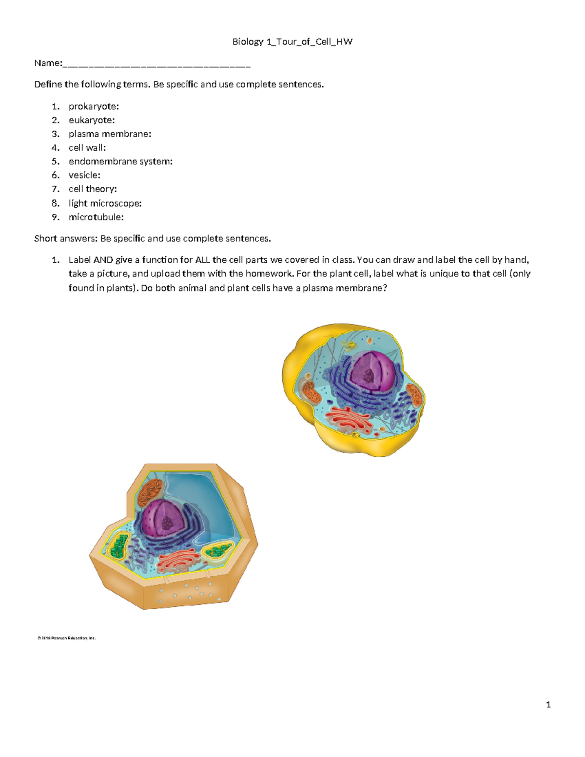 HW4 Tour of Cell - AP Biology Cell Research - Biology 1_Tour_of_Cell_HW ...