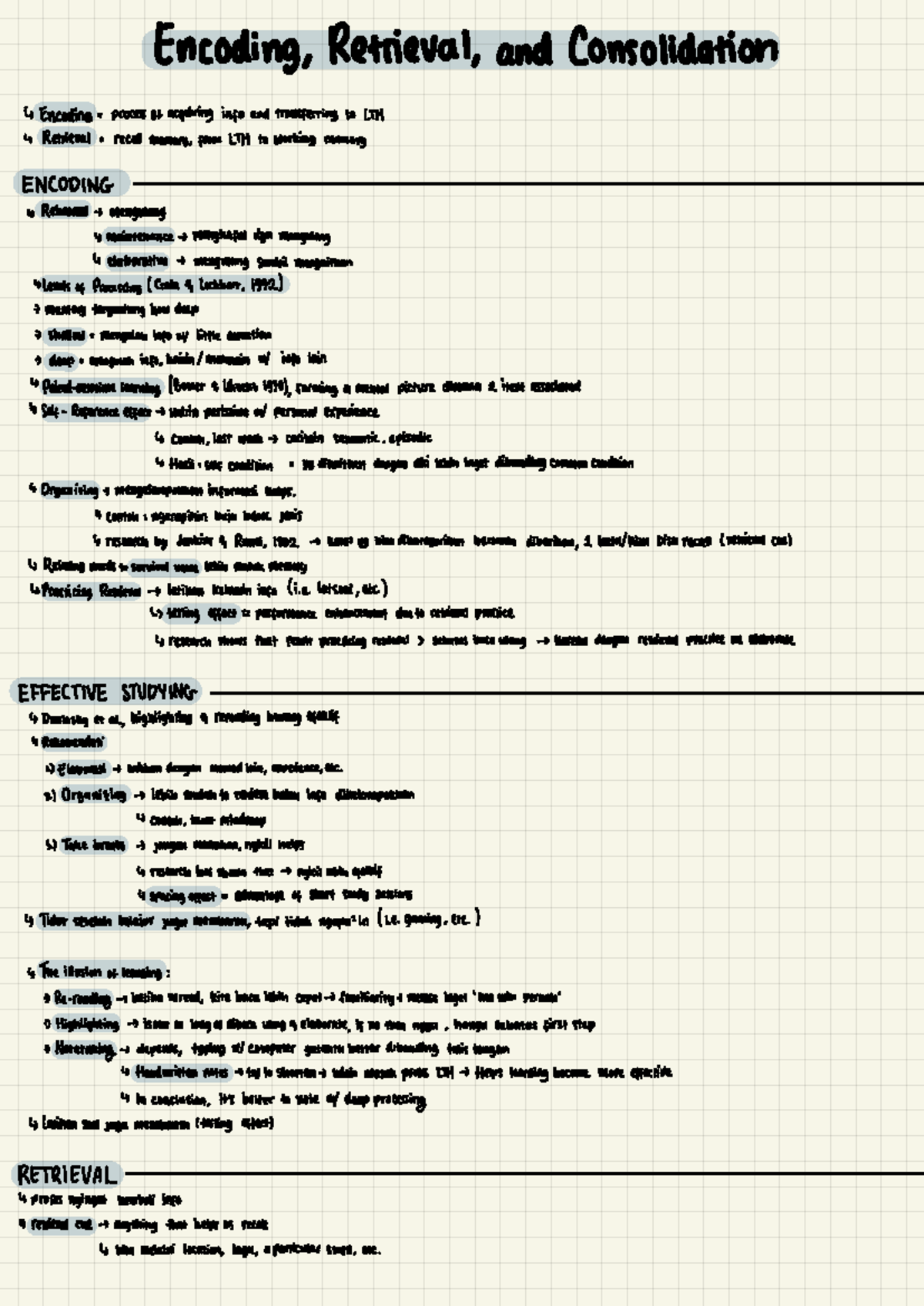 Encoding, Retrieval, and Consolidation - Encoding , Retrieval , and ...