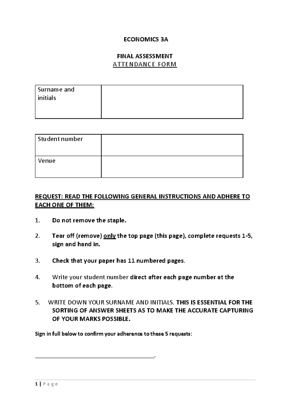 Memo with remarks EKN 3A assessment 2 2017 - ECONOMICS 3A FINAL ...