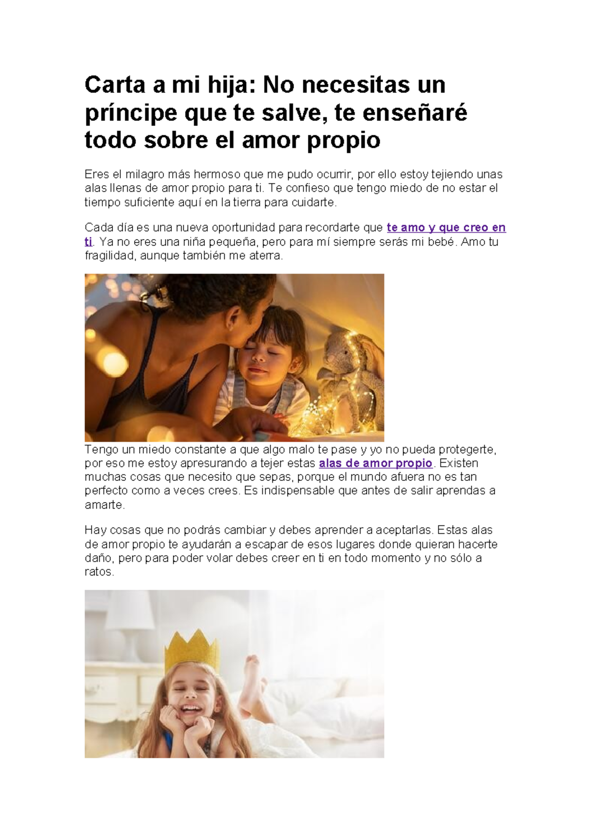 Carta A MI HIJA - Carta a mi hija: No necesitas un príncipe que te salve, te enseñaré todo sobre ...
