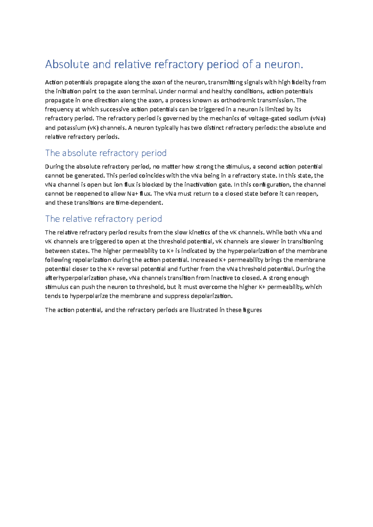 Absolute and relative refractory period of a neuron - Action potentials ...