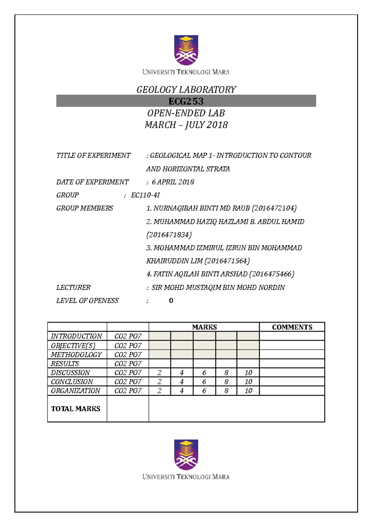 Lab report geo 1 map 1, map 2, map 3 - GEOLOGY LABORATORY ECG OPEN ...