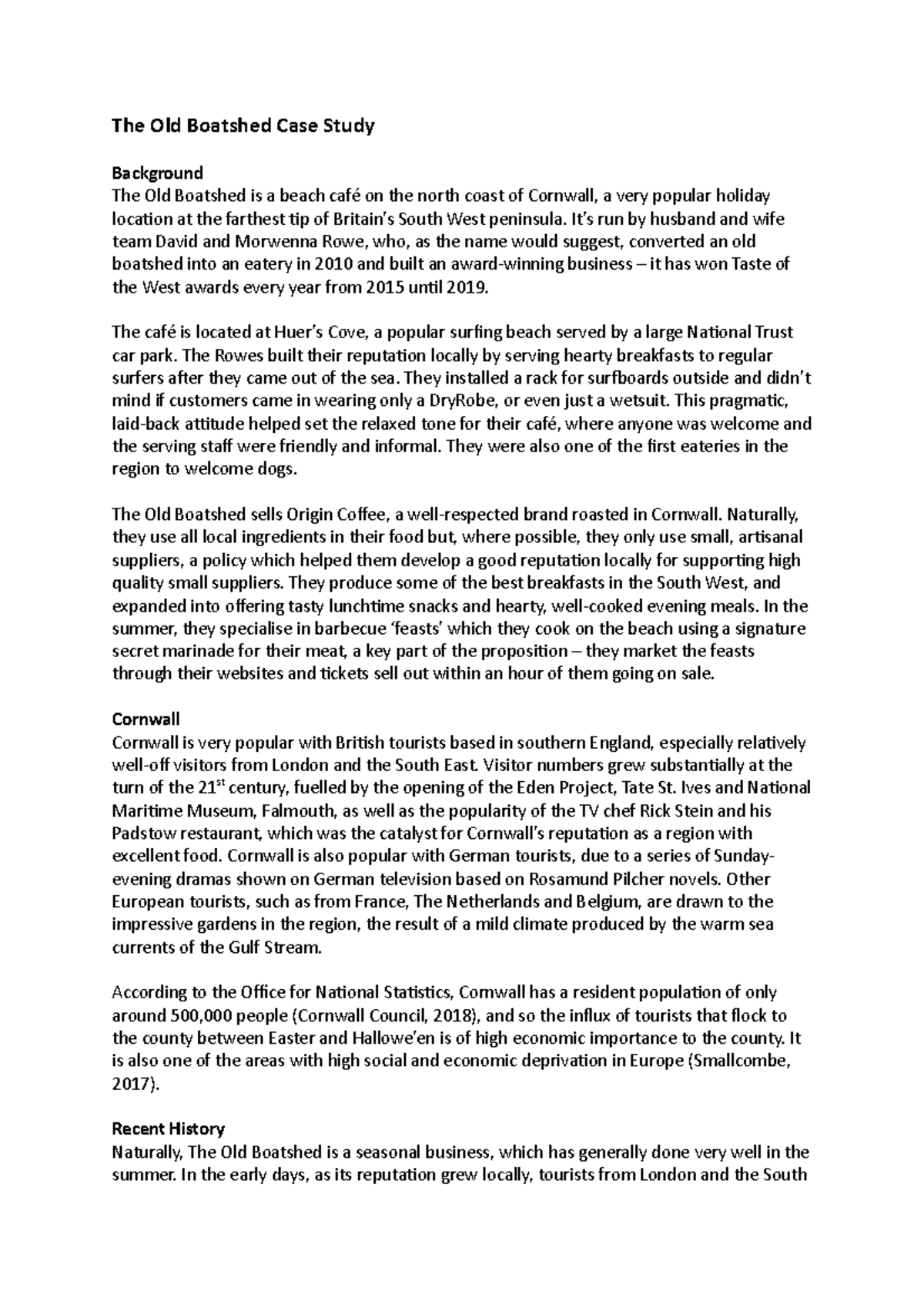 The Case Study v2 v2 - The Old Boatshed Case Study Background The Old ...