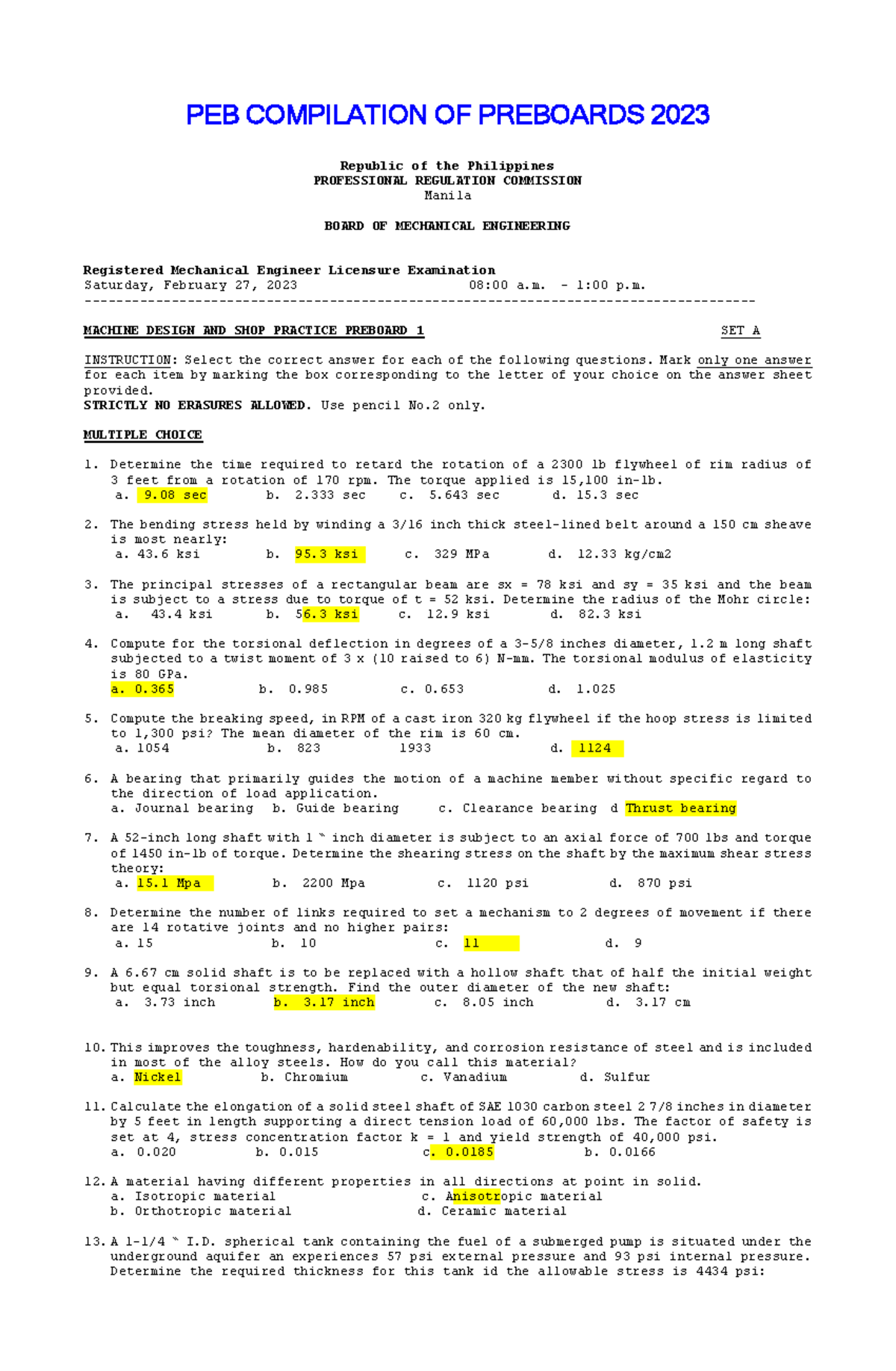 MDSP board exam FEB 2023 set A set B August 2022 set C - PEB ...