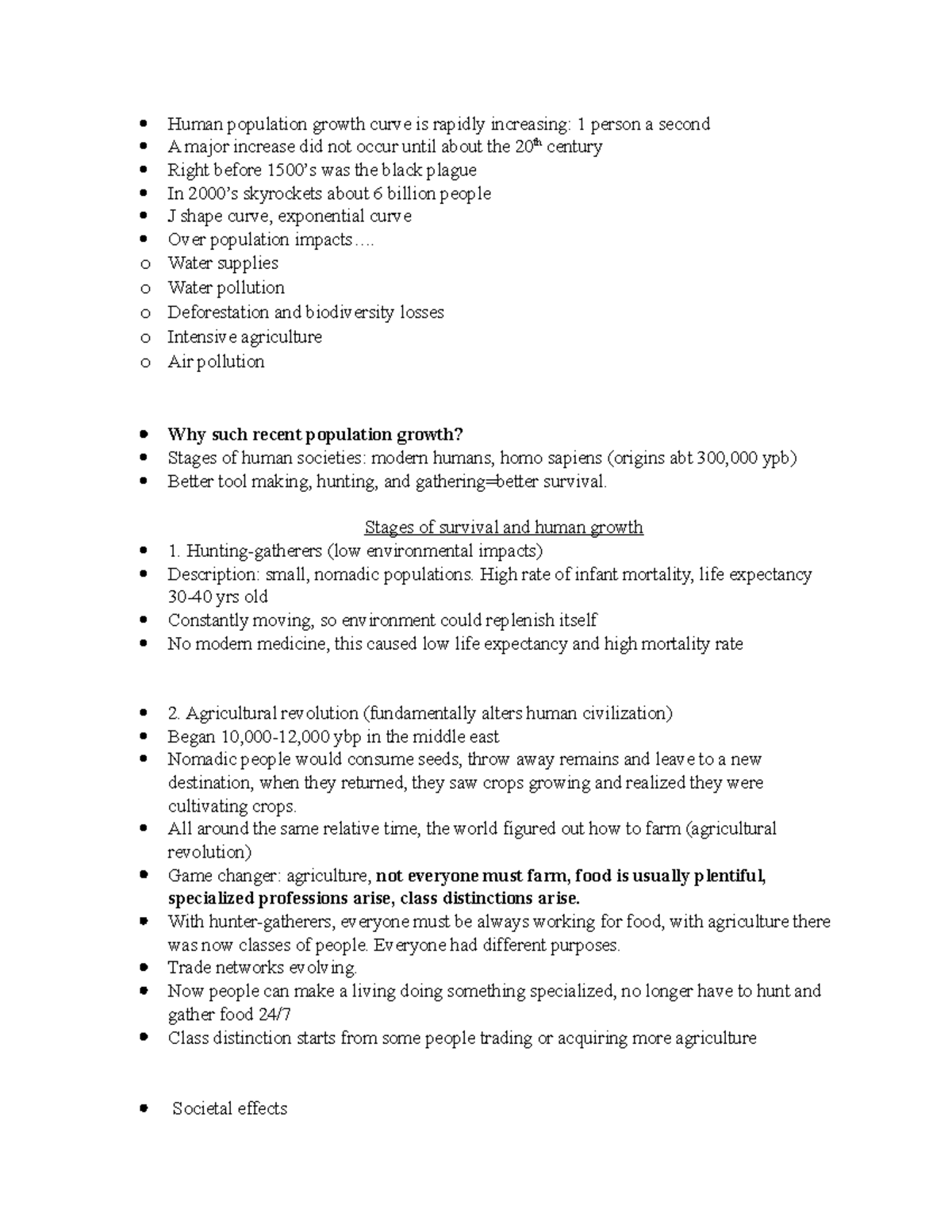 unit one lecture one - Human population growth curve is rapidly ...