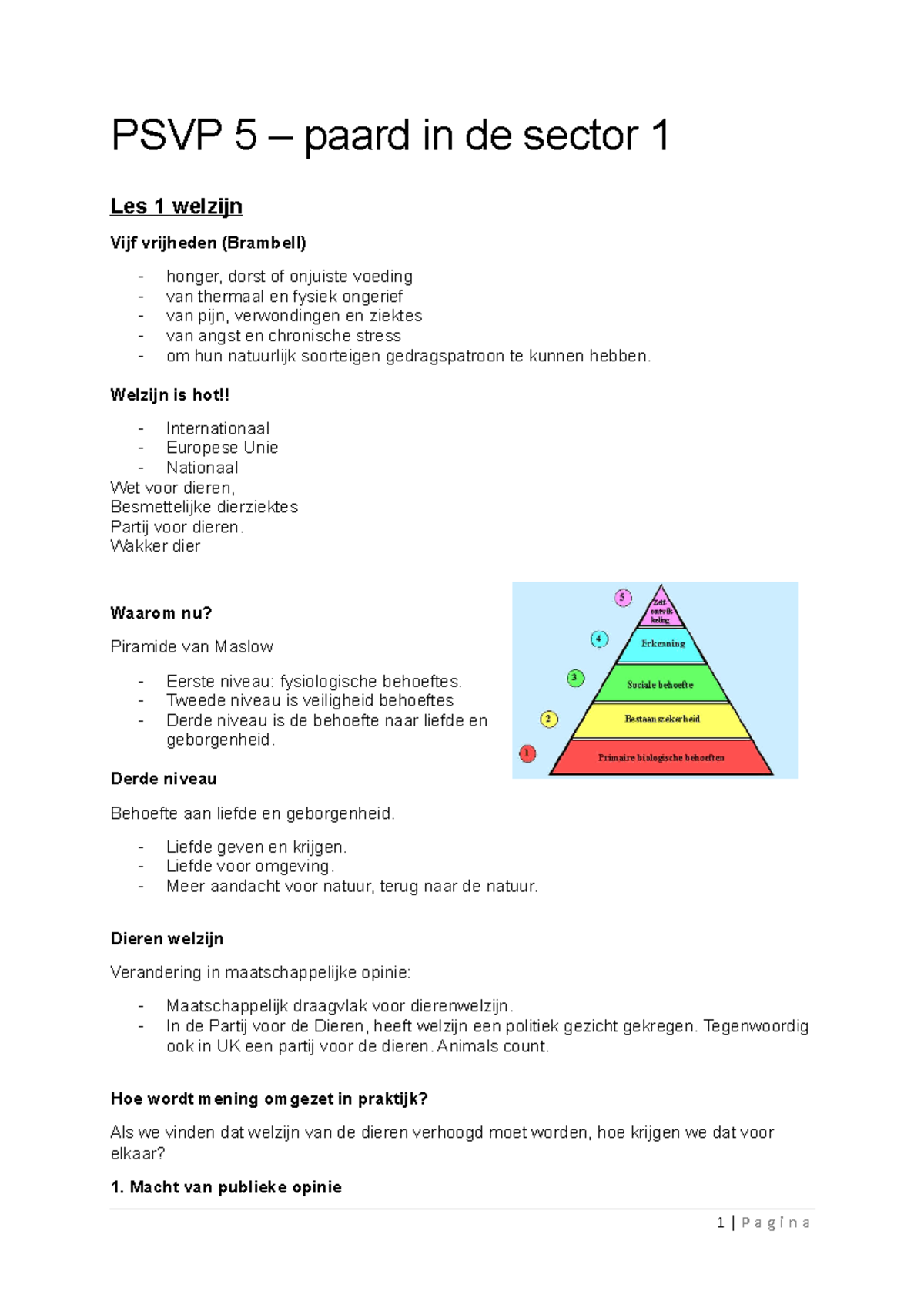 PSVP 5 Paard in de sector - PSVP 5 paard in de sector 1 Les 1 welzijn ...