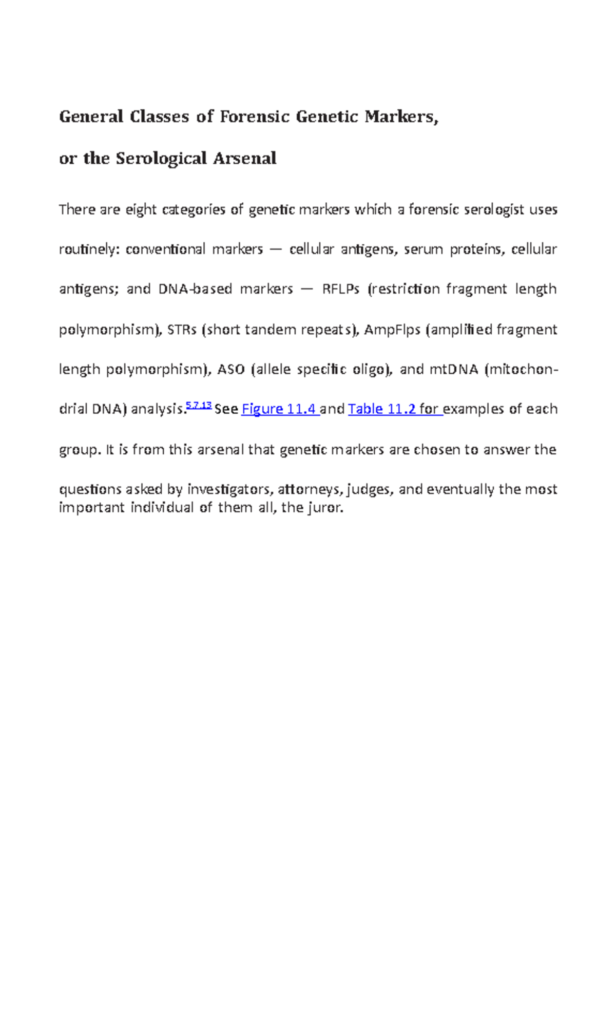 The General Classes Of Forensic Genetic Markers Or The Serological