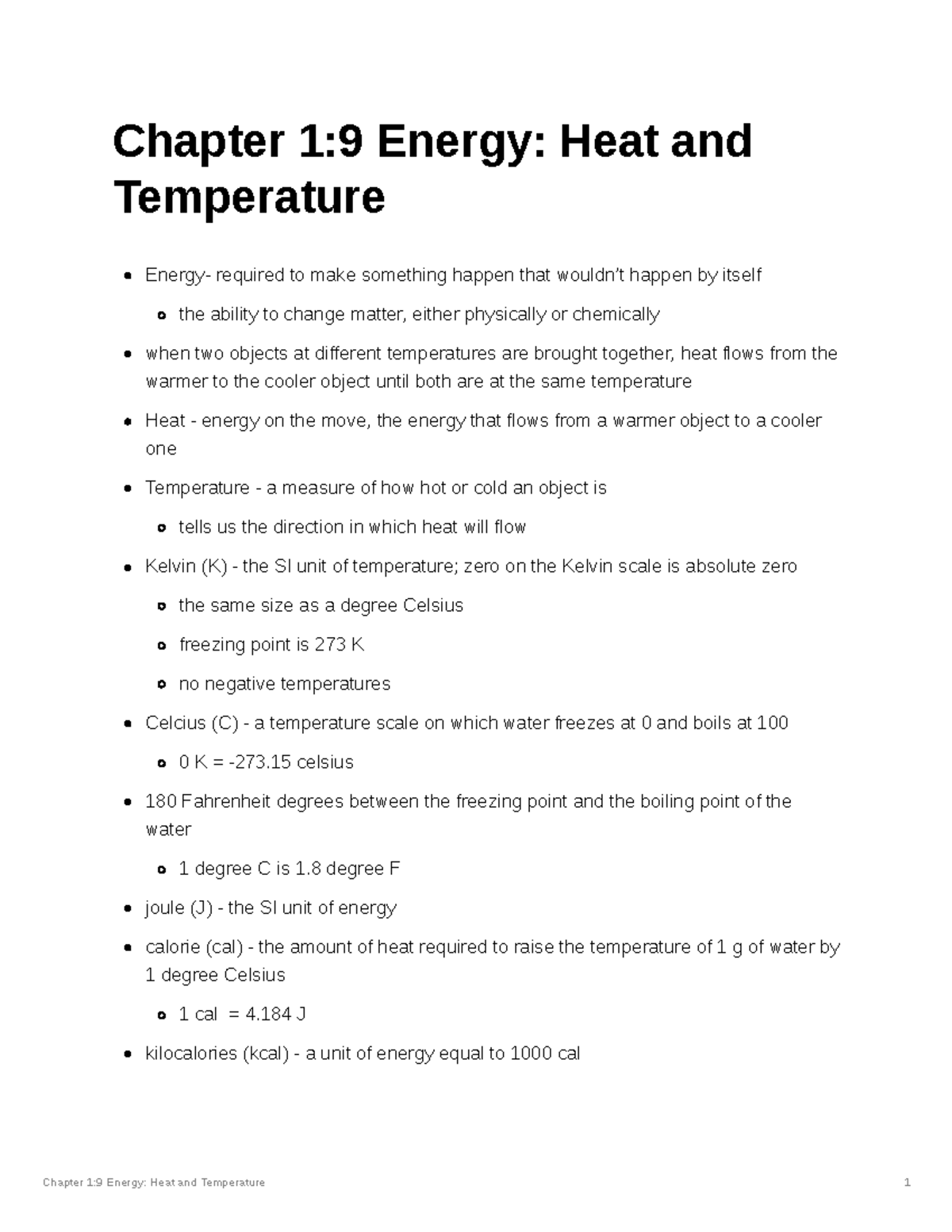 Chapter 19 Energy Heat and Temperature - Chapter 1:9 Energy: Heat and ...