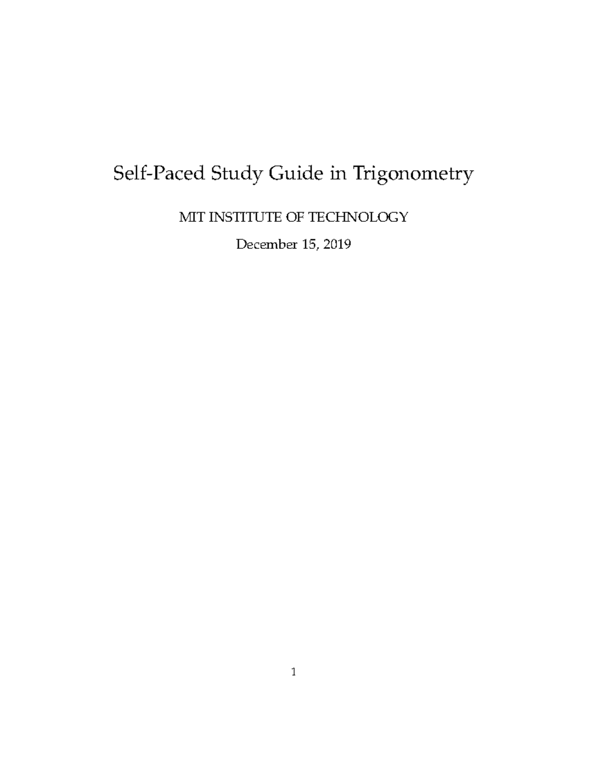 OCWTrig - Trigonometry - Self-Paced Study Guide in Trigonometry MIT ...